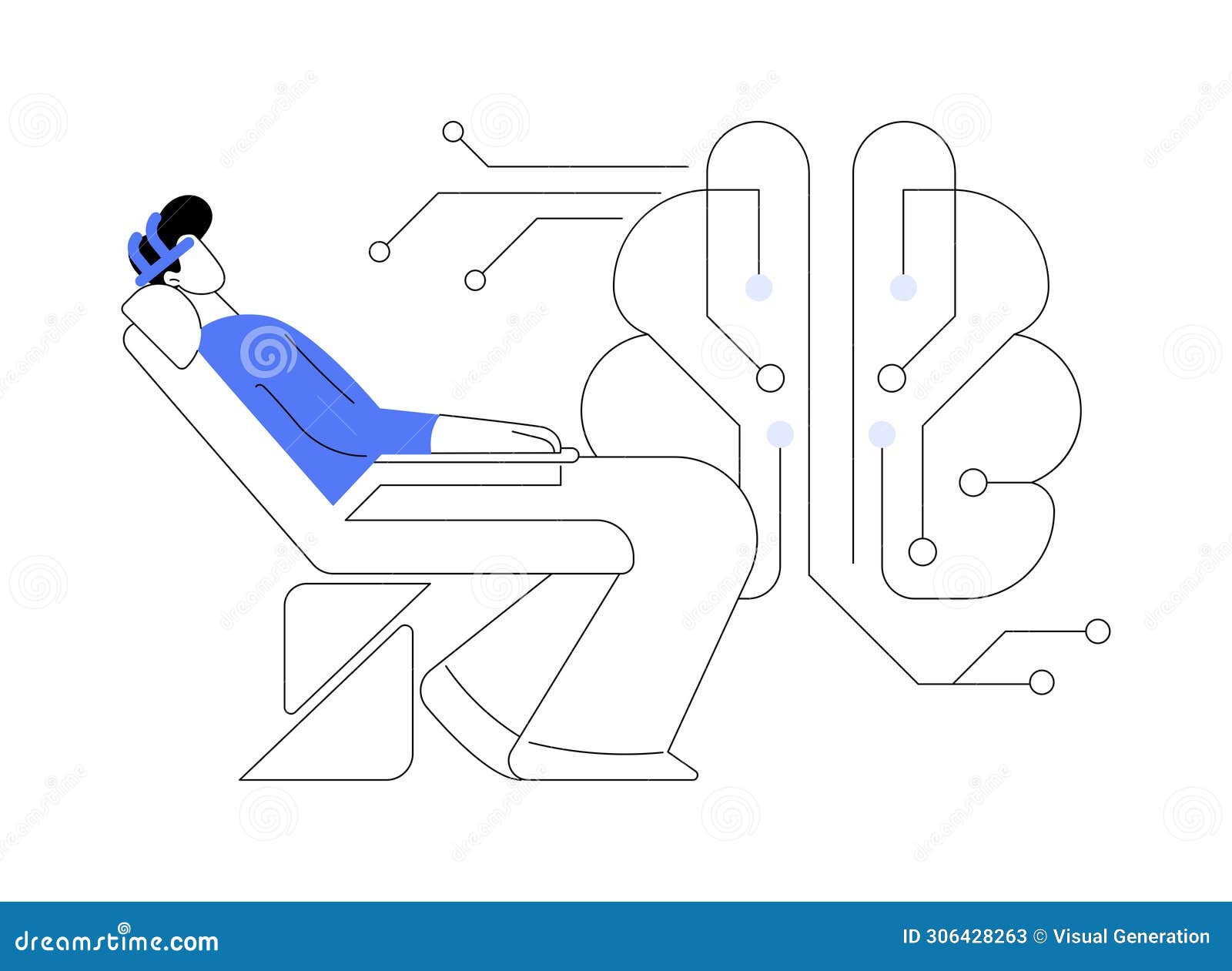 Brain-computer Interface Isolated Cartoon Vector Illustrations. Stock ...