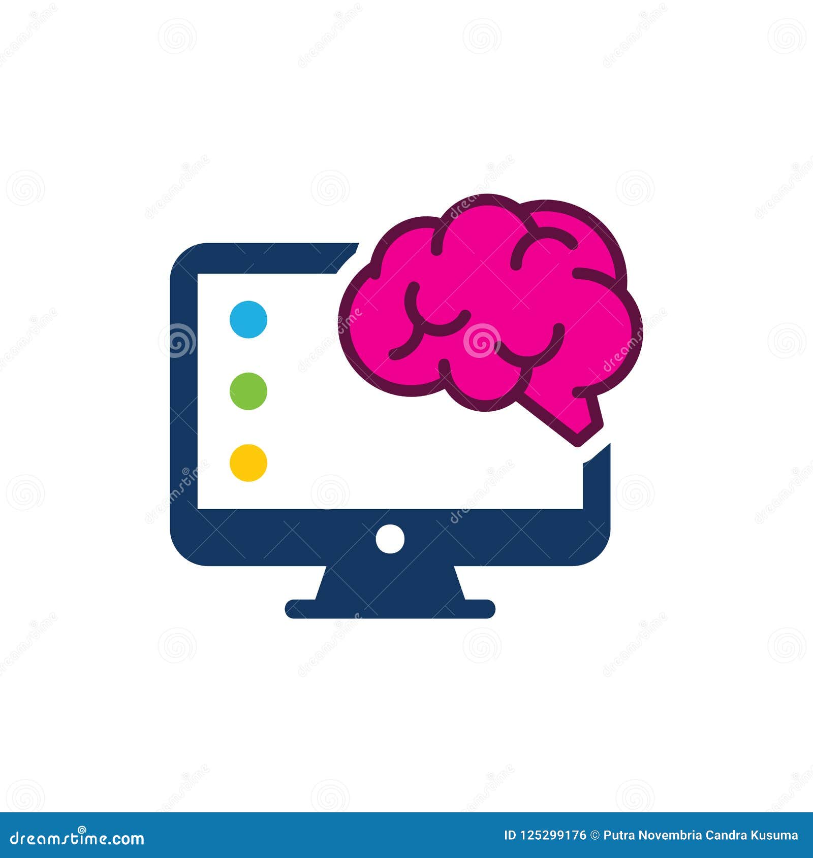 Brain Computer Logo Icon Design Ilustración del Vector - Ilustración de ...