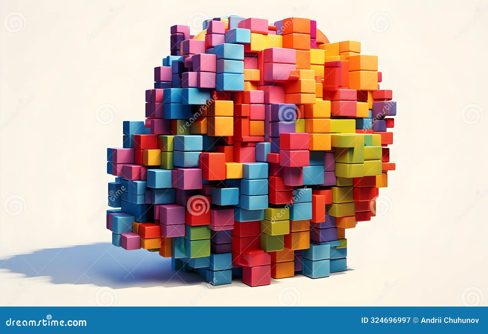 Brain Concept Consisting of Shapes with Colored Blocks Stock ...