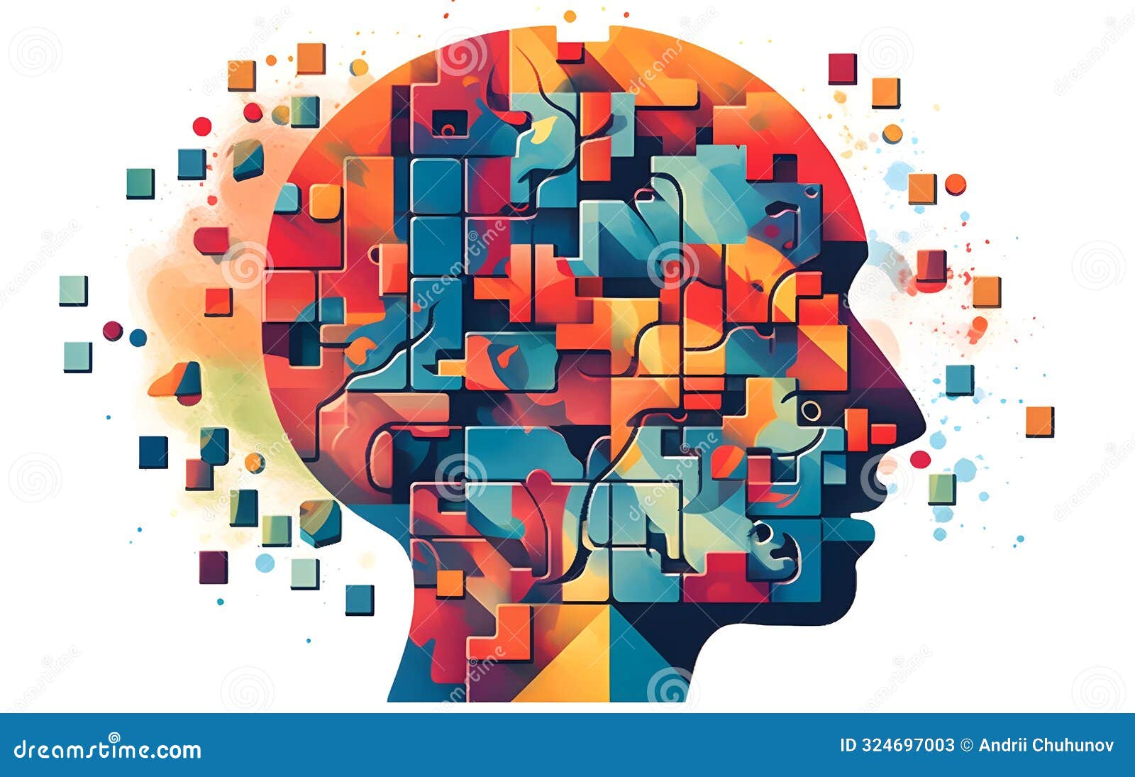 Brain Concept Consisting of Shapes with Colored Blocks Stock ...