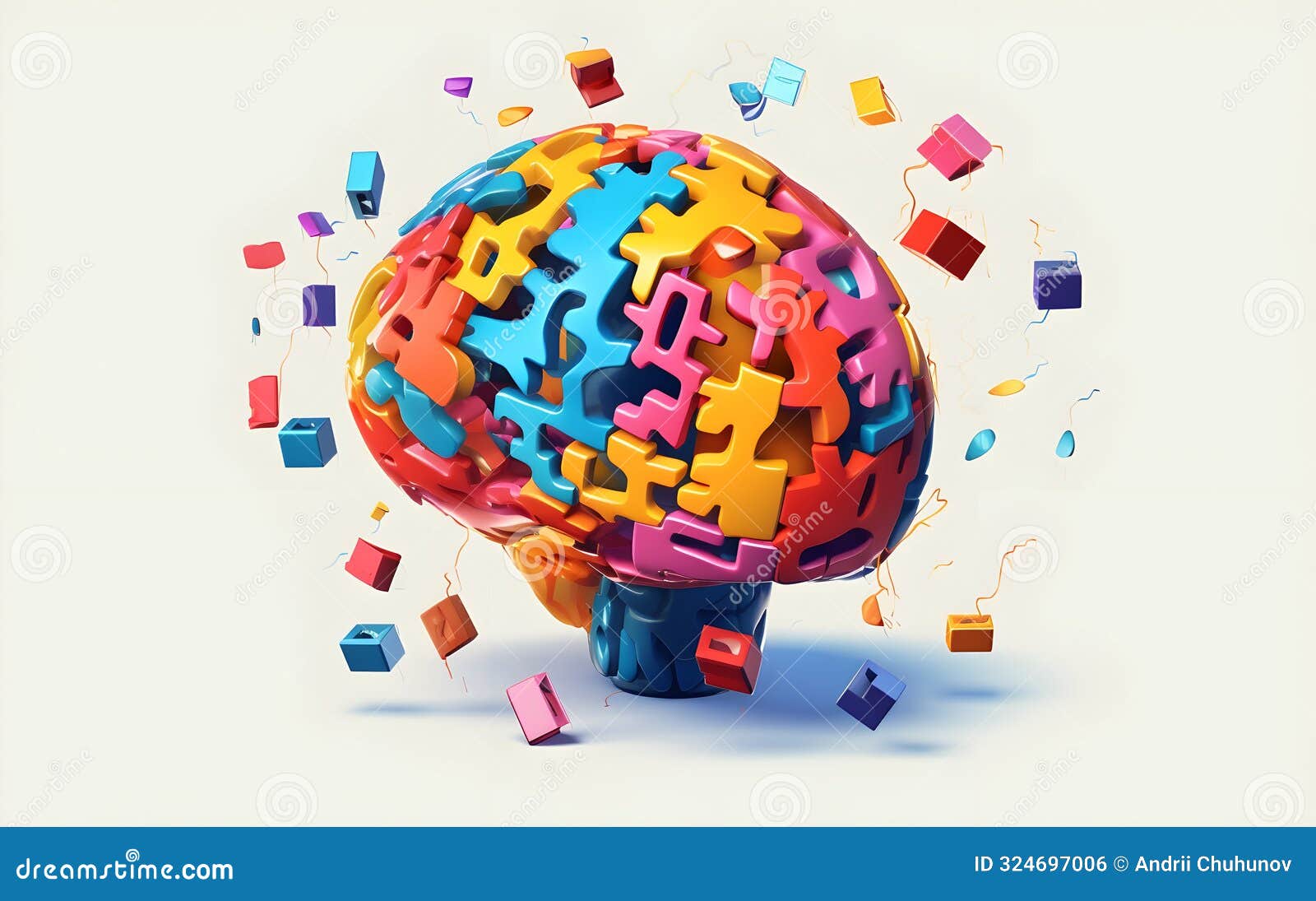 Brain Concept Consisting of Shapes with Colored Blocks Stock ...