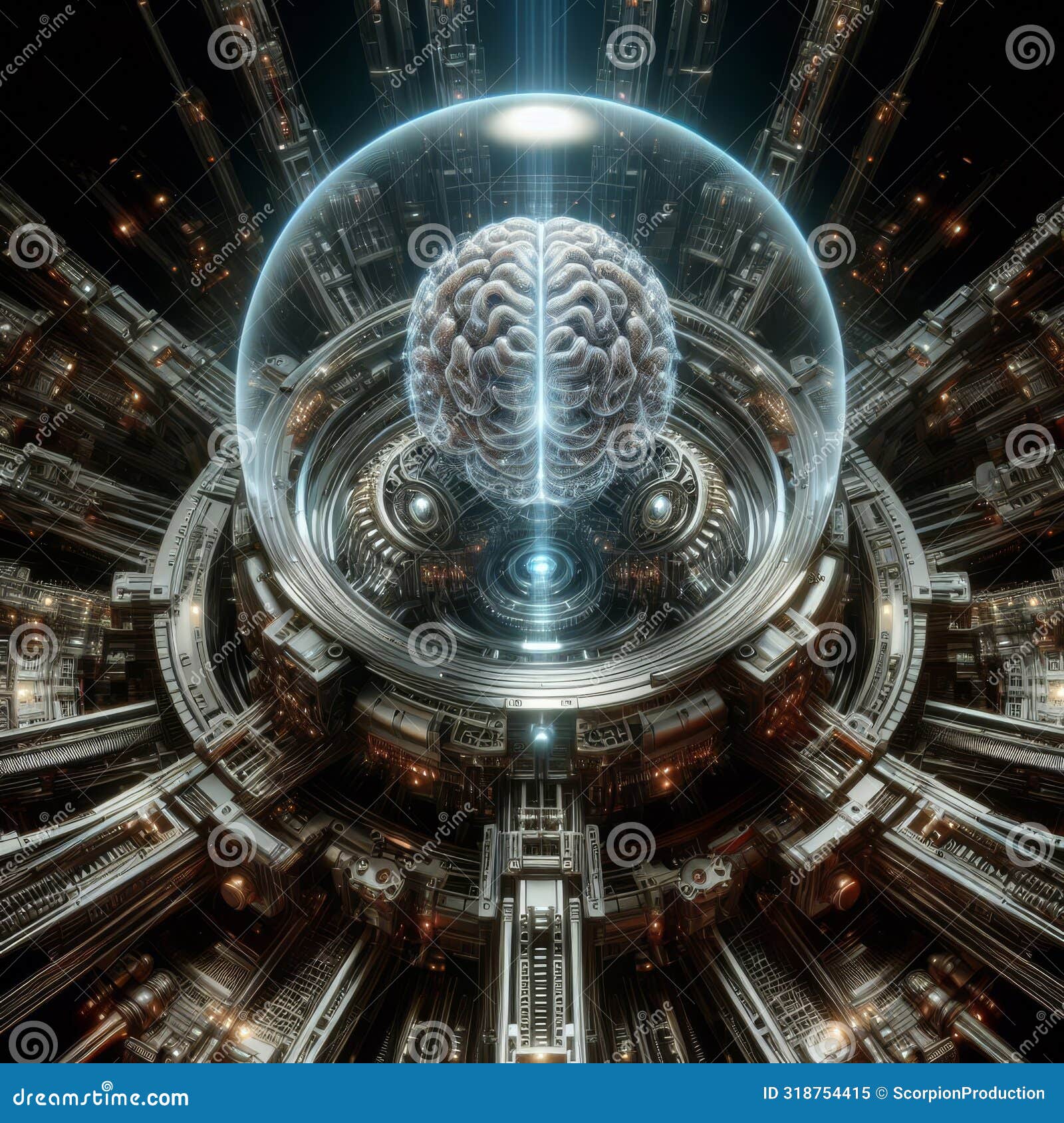 Brain Concept in Futuristic Technology Hub Stock Image - Image of ...