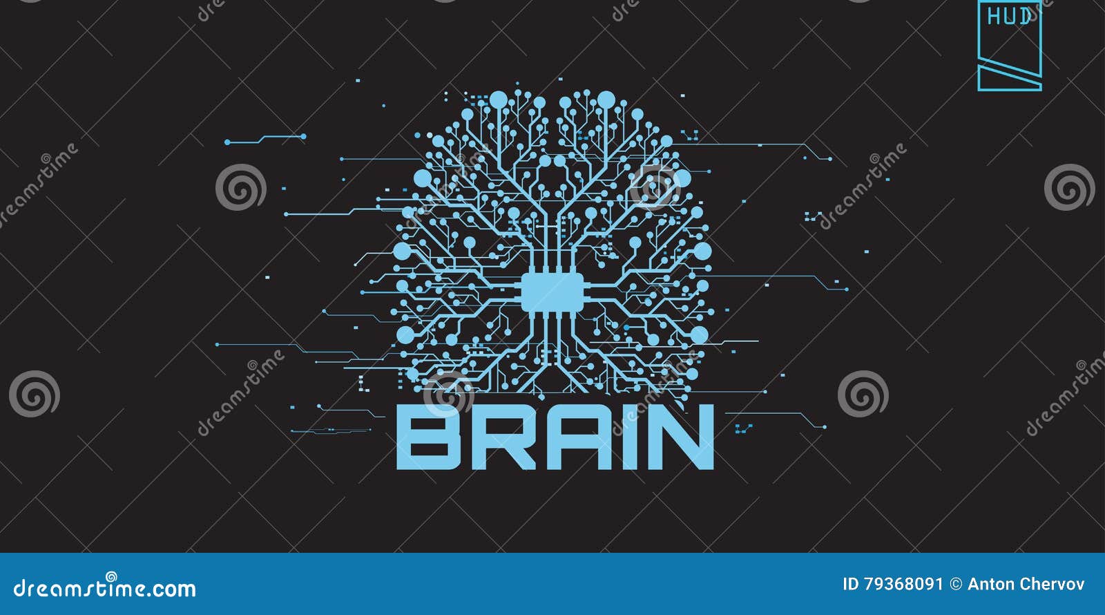 Brain Concept Futuristic with Text Stock Illustration - Illustration of ...