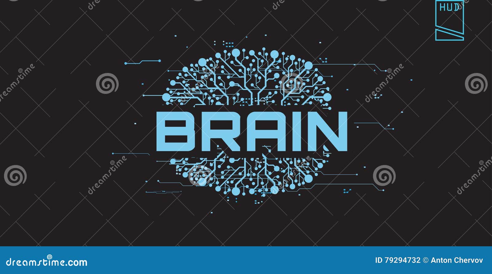 Brain Concept Futuristic with Text Stock Vector - Illustration of ...