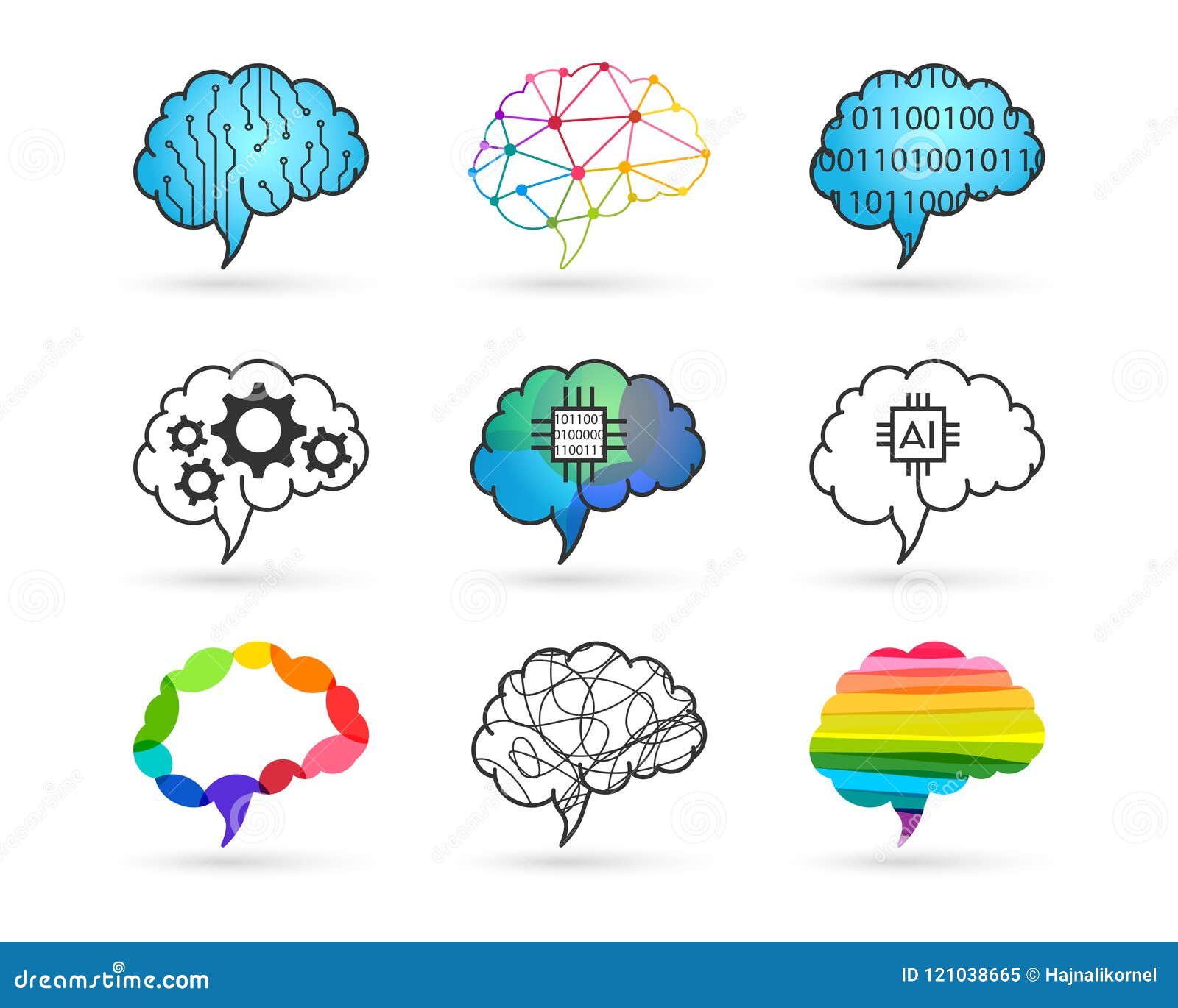 Brain Set in Various Design Stock Vector - Illustration of intelligence ...