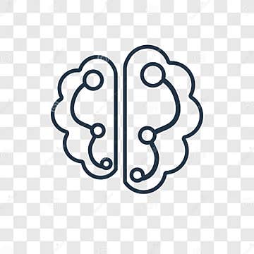 Brain Concept Vector Linear Icon on Transparent Backgro Stock Vector ...