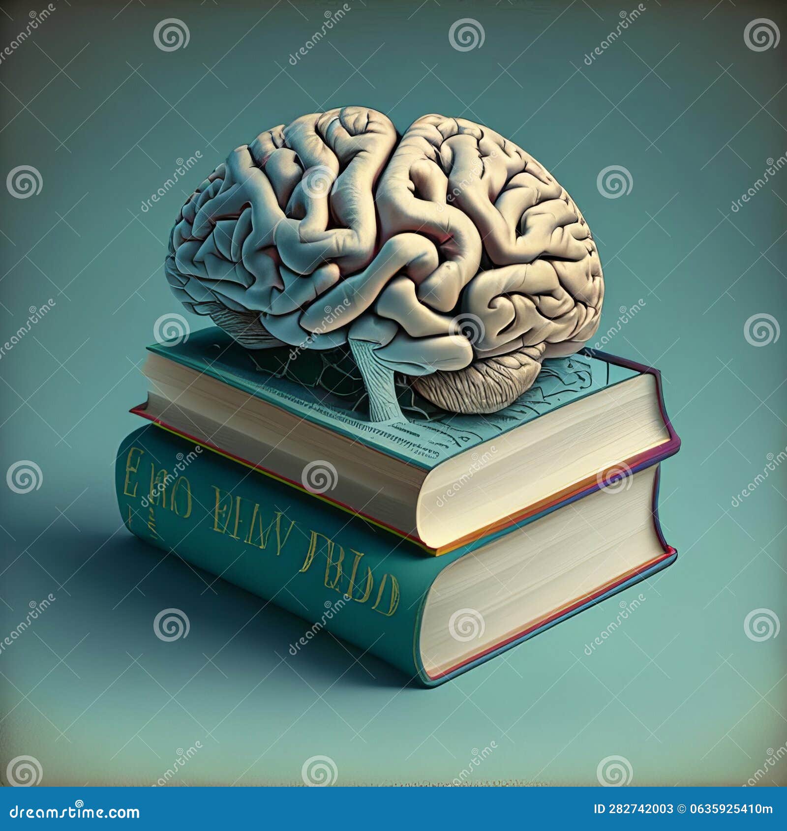 The Brain is Connected, Powered by Books. Stock Illustration ...