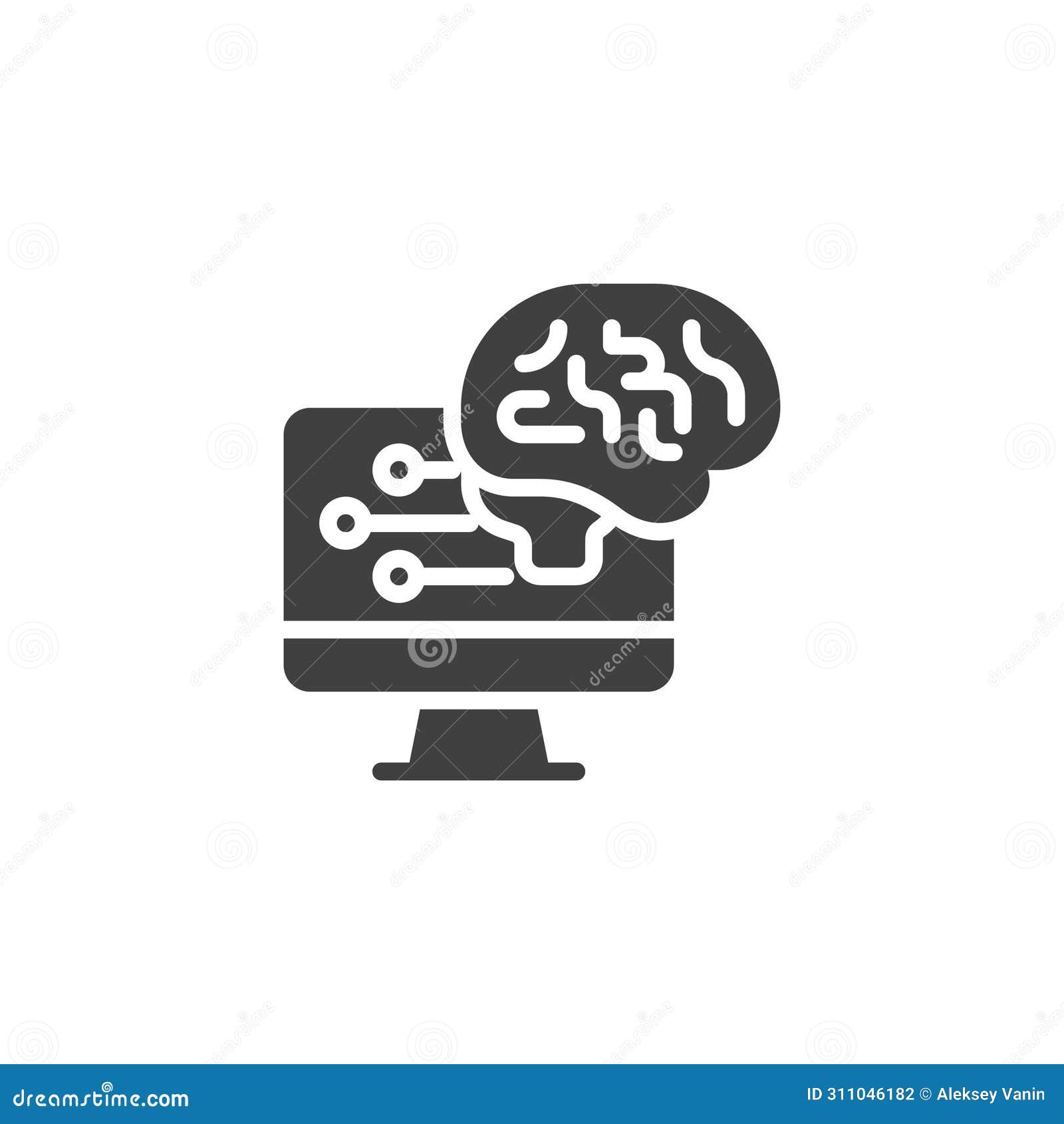 Brain Connected To a Computer Vector Icon Stock Illustration ...
