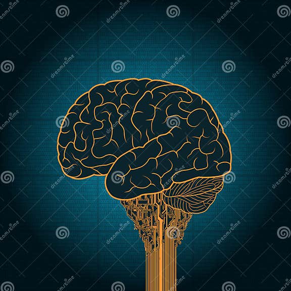 The Brain is Connected To the Electronic Device. the Concept of a ...