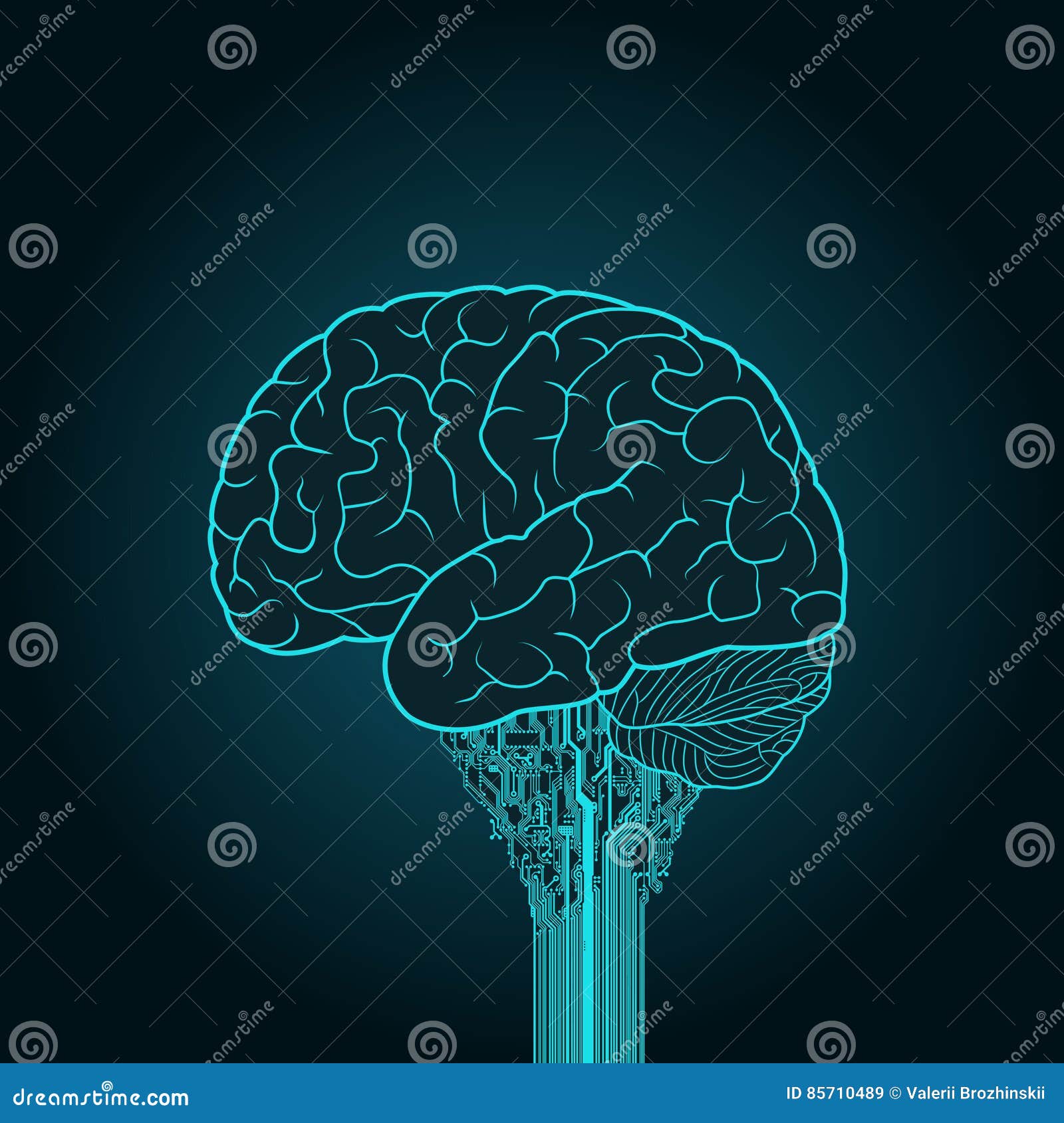 The Brain is Connected To the Electronic Device. the Concept of a ...