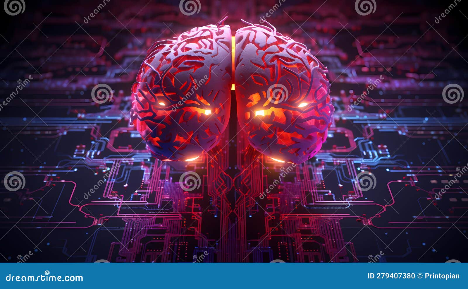 Brain Connected To a Motherboard Stock Illustration - Illustration of ...