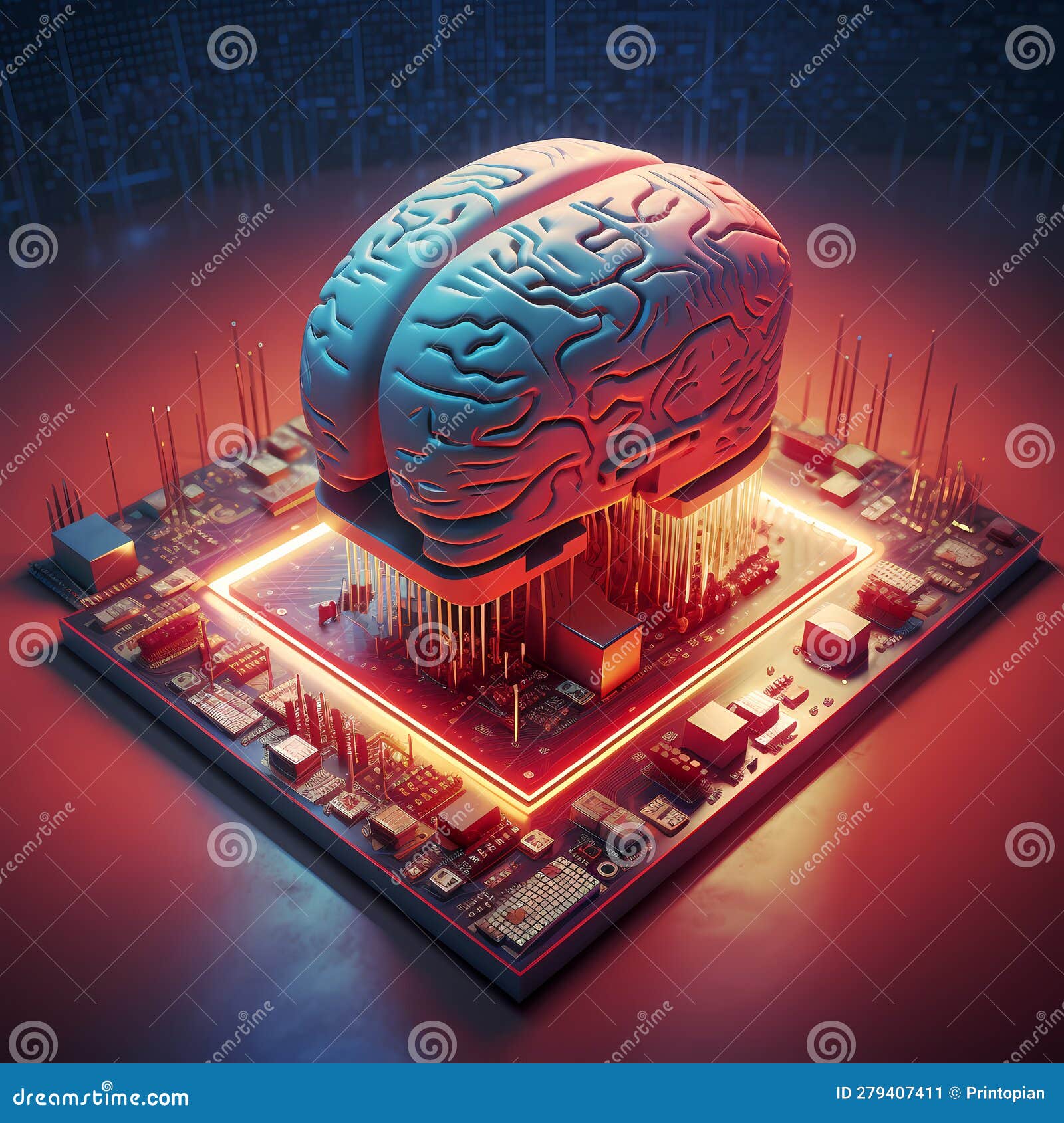 Brain Connected To a Motherboard Stock Illustration - Illustration of ...