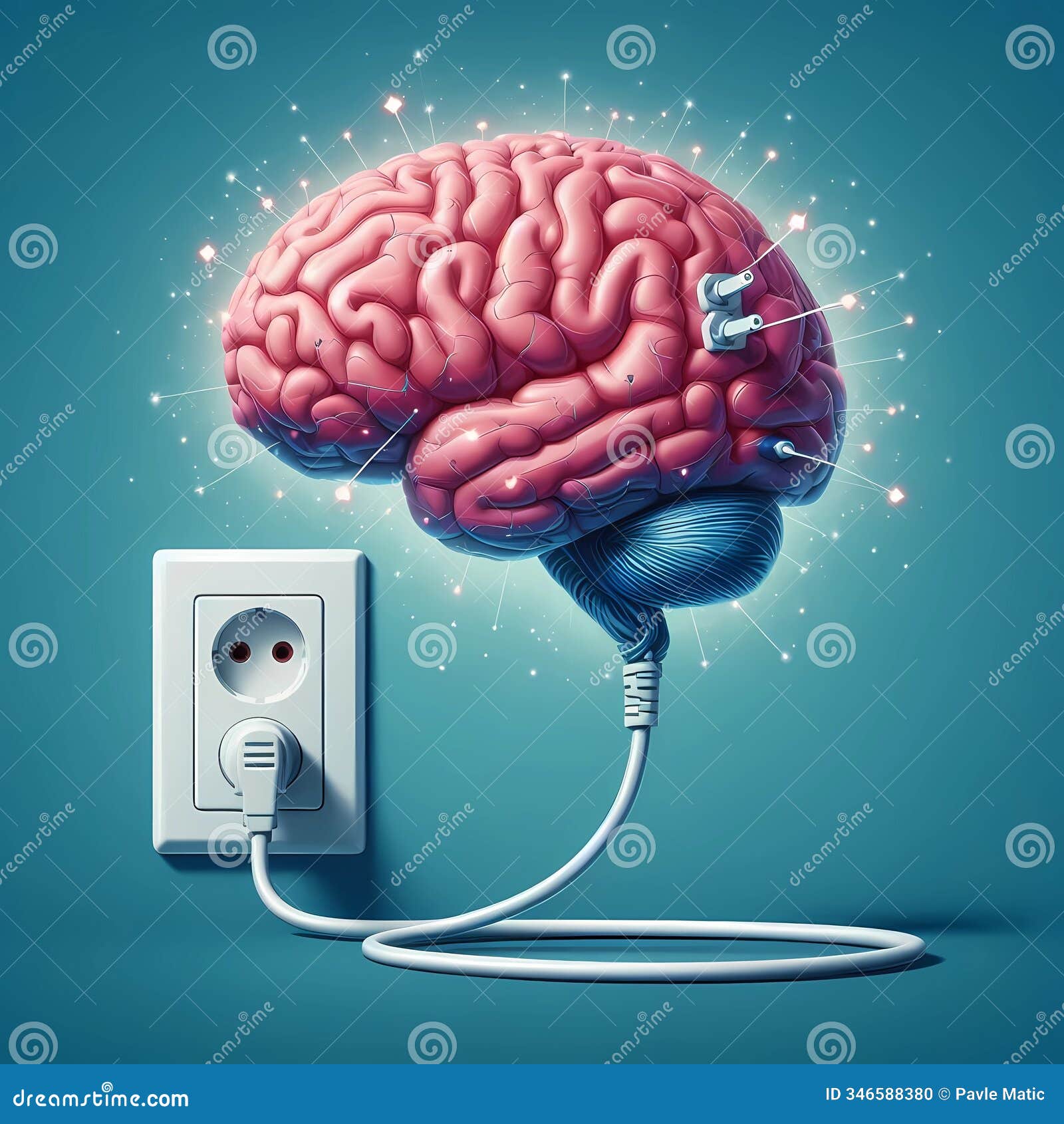 Brain Connected To Wall Socket Stock Illustration - Illustration of ...