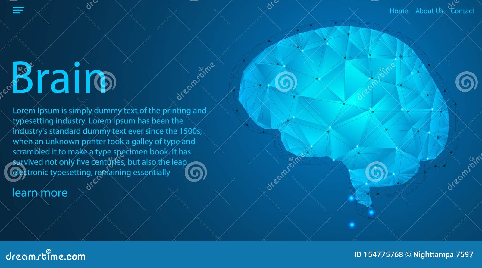 Brain Connection Light Lines, Low Polygonal Technology Theme Concept ...