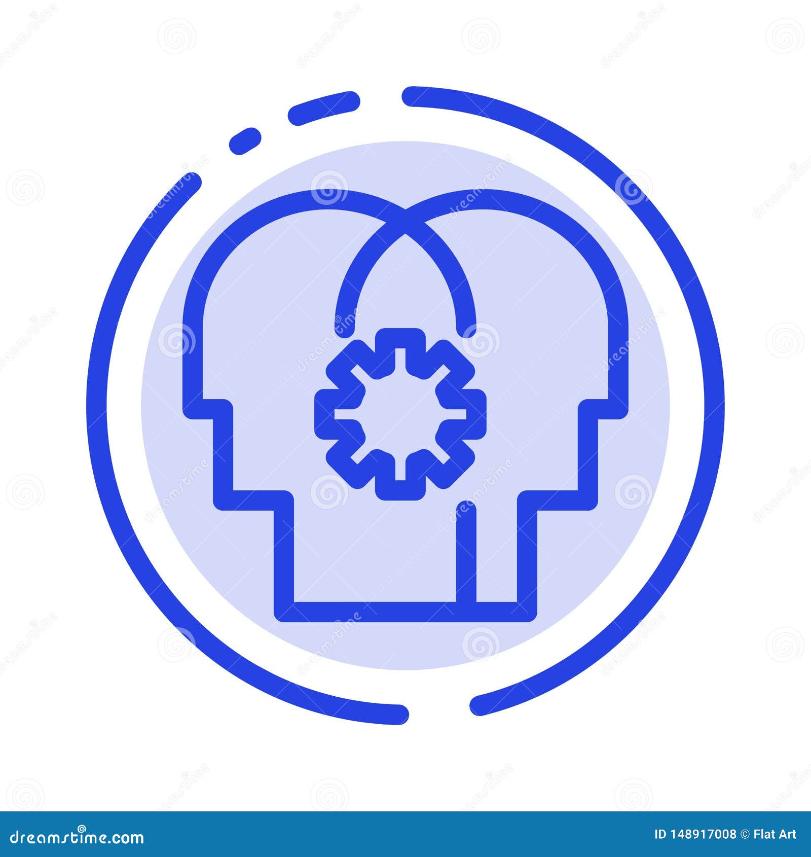 Brain, Control, Mind, Setting Blue Dotted Line Line Icon Stock Vector ...