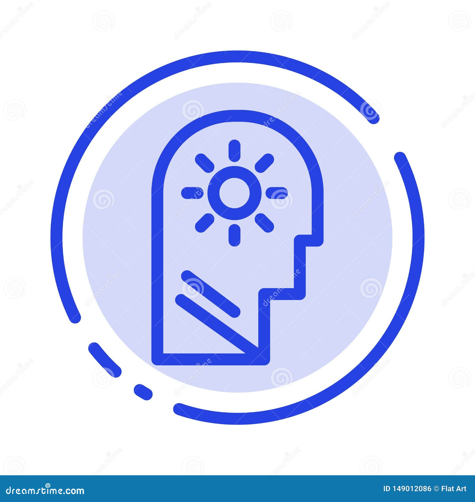Brain, Control, Mind, Setting Blue Dotted Line Line Icon Stock Vector ...