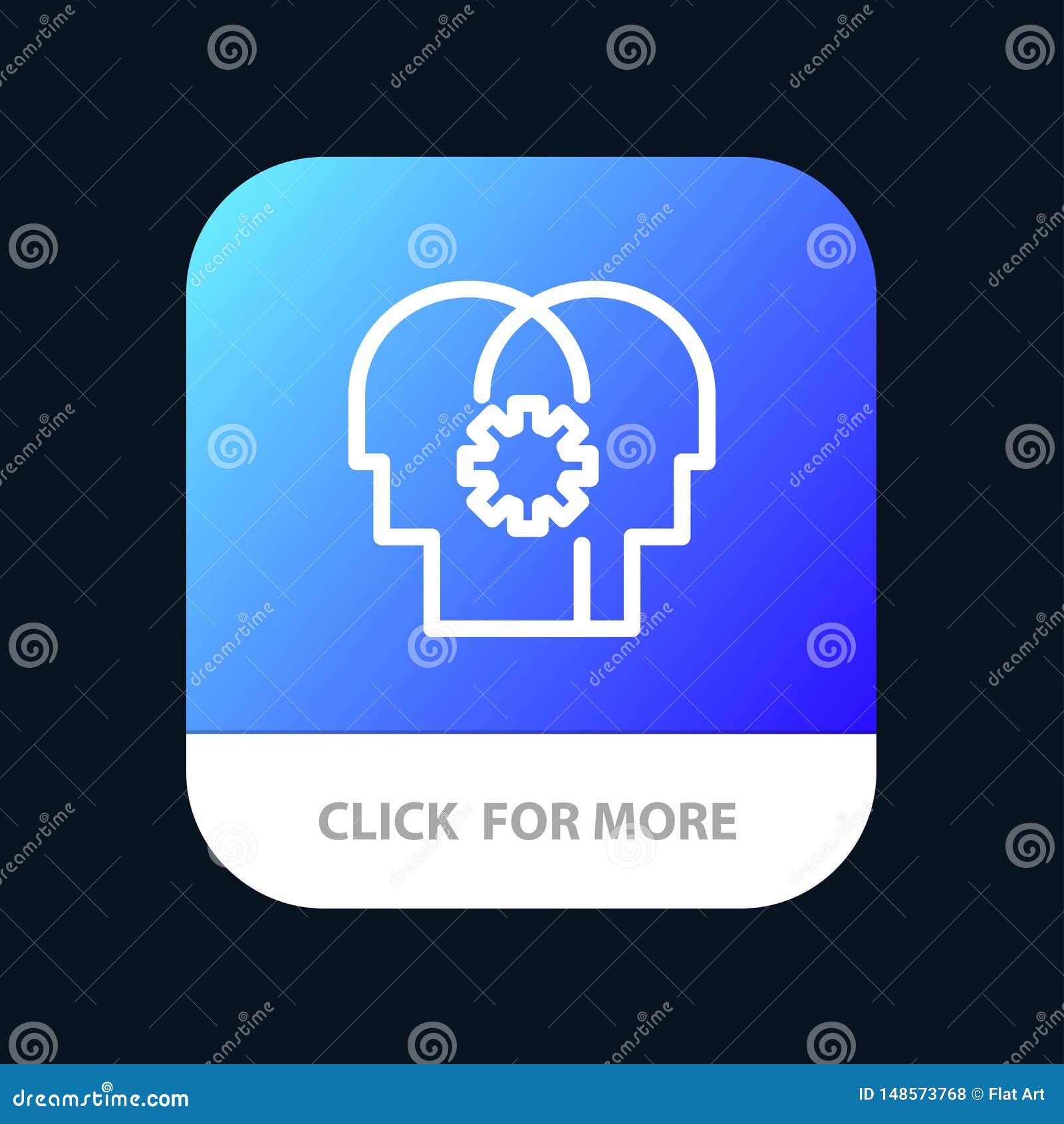 Brain, Control, Mind, Setting Mobile App Button. Android and IOS Line ...