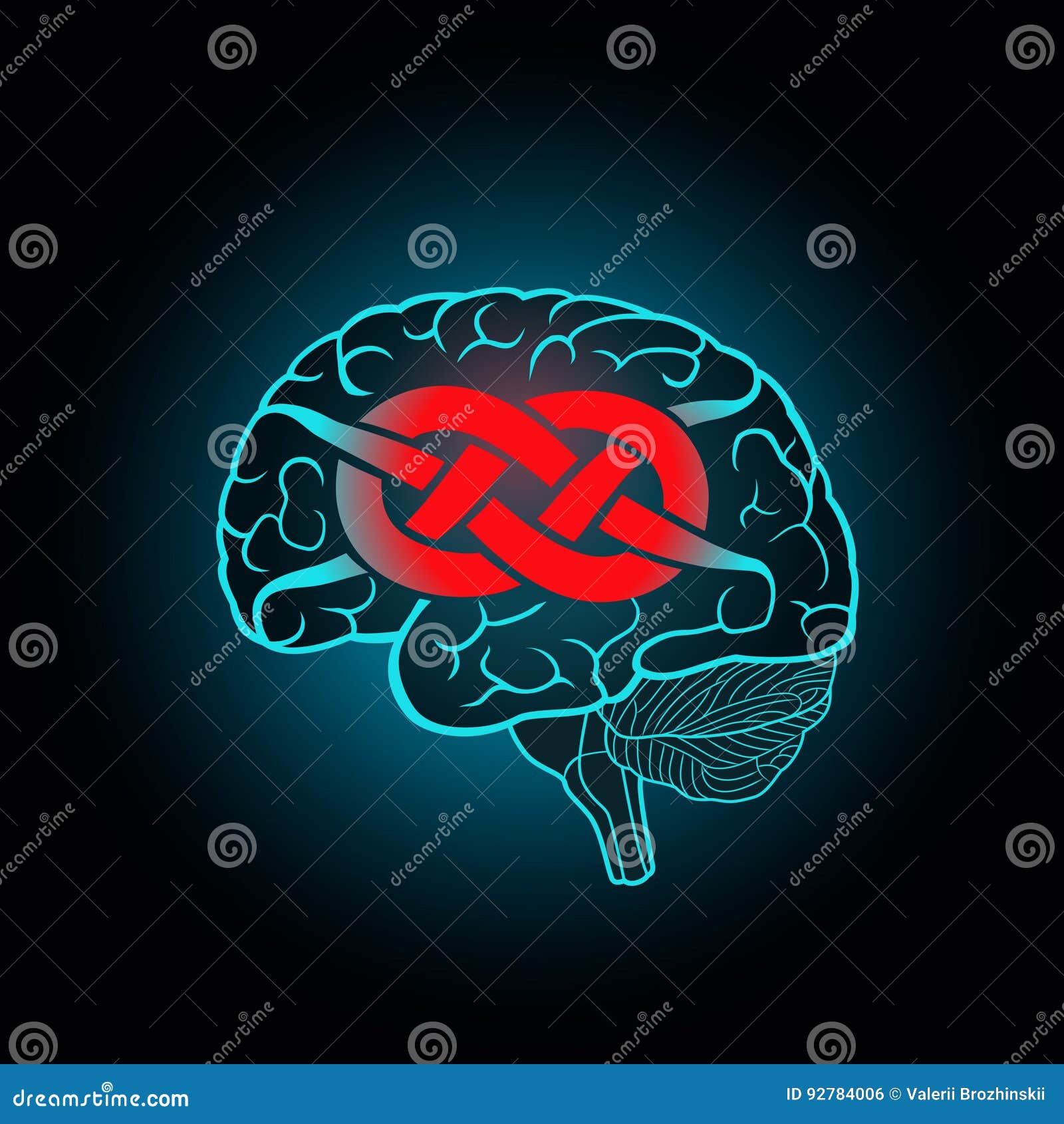 Brain with Convolutions Associated To the Knot Stock Vector ...