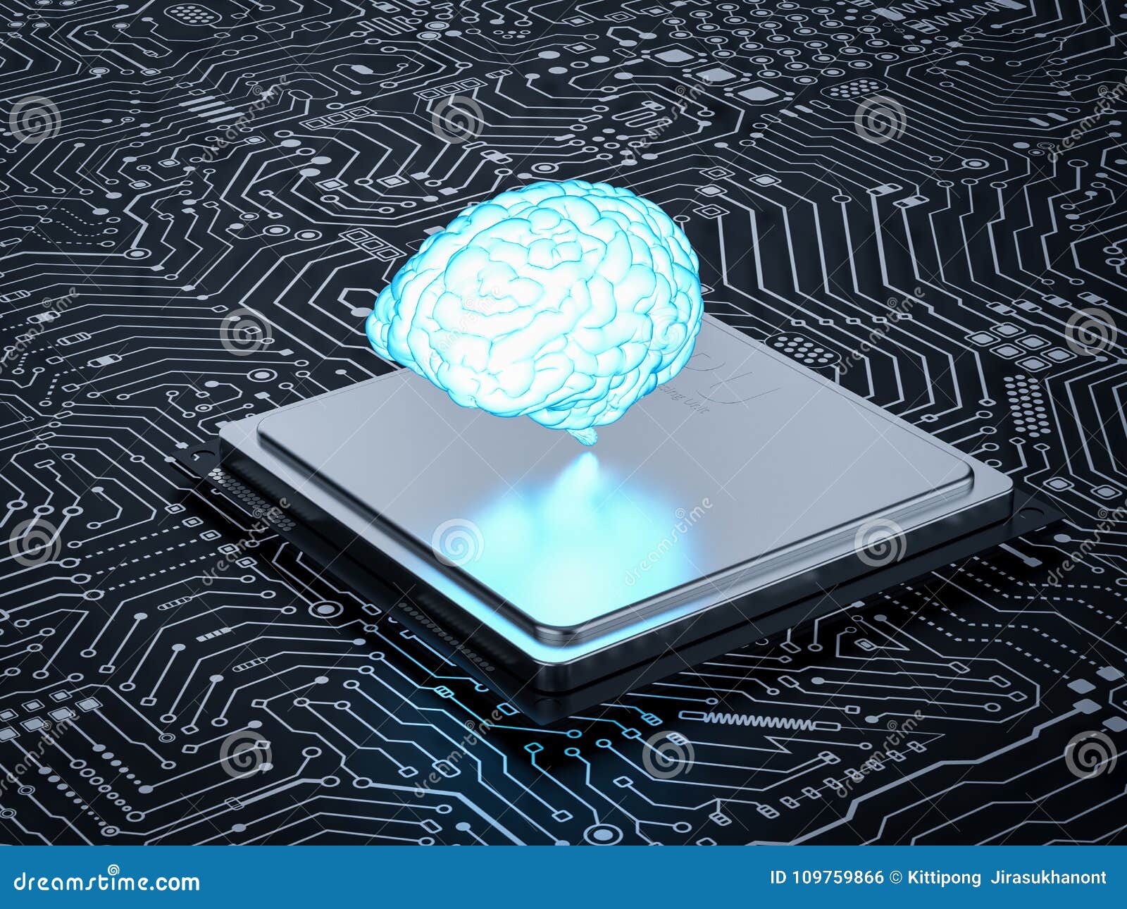 Brain on cpu stock photo. Image of mainboard, machine - 109759866