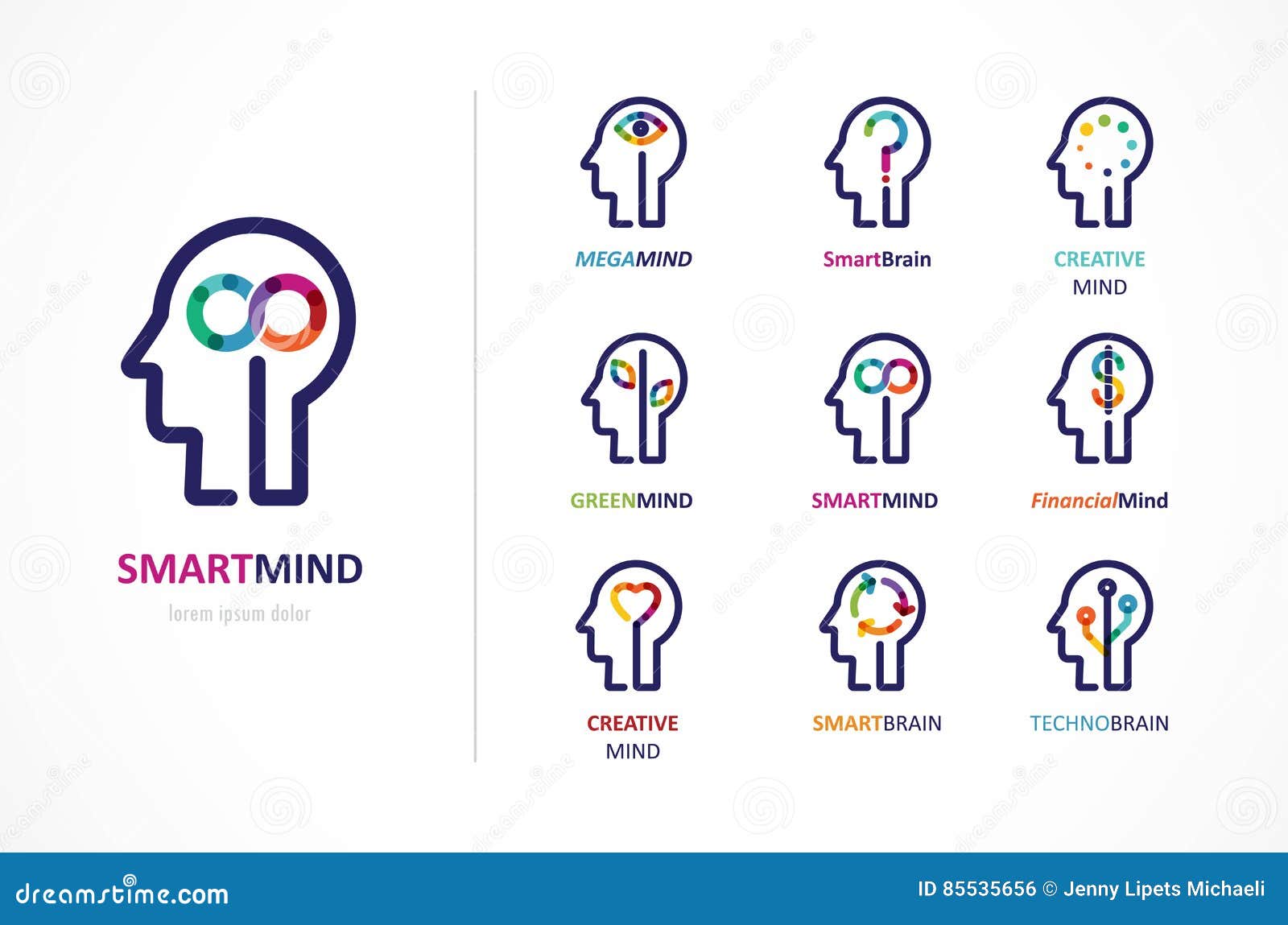 Brain, Creative Mind, Learning and Design Icon. Man Head, People Symbol ...