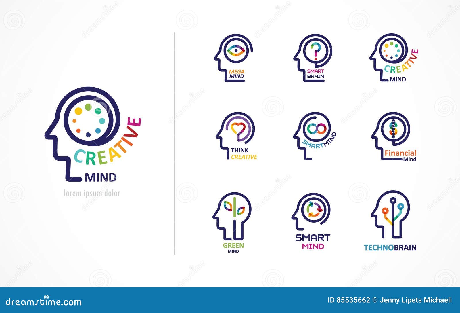 Brain, Creative Mind, Learning and Design Icon. Man Head, People Symbol ...
