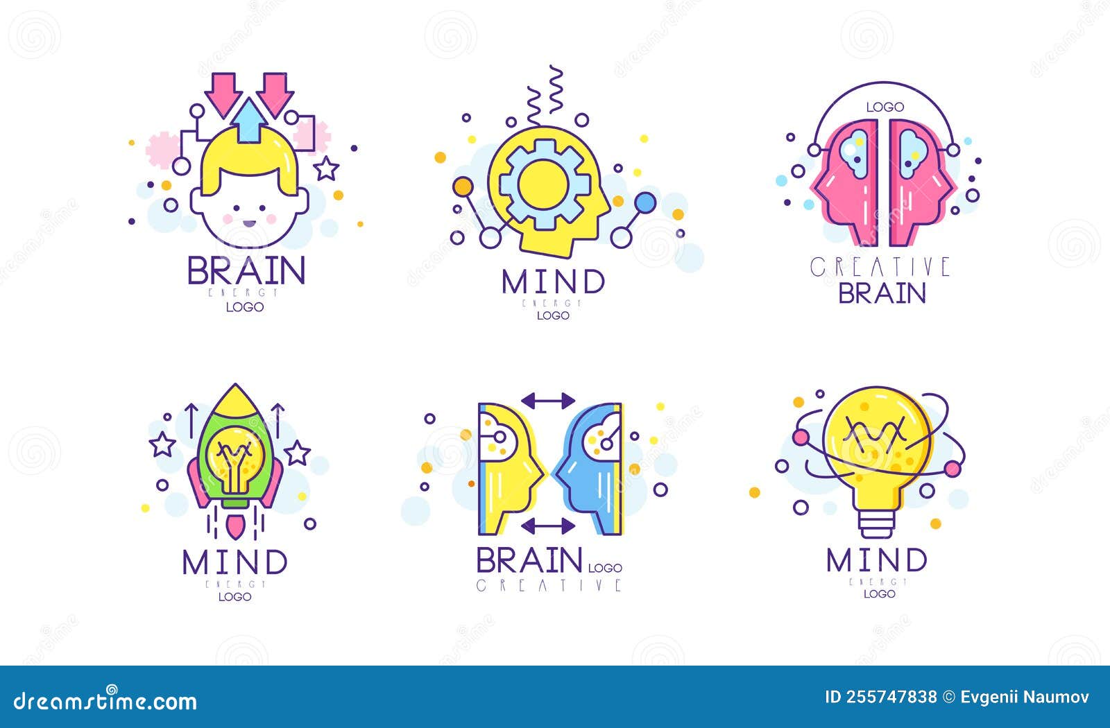Brain and Creative Mind Logo Design with Man Head and Light Bulb Vector ...