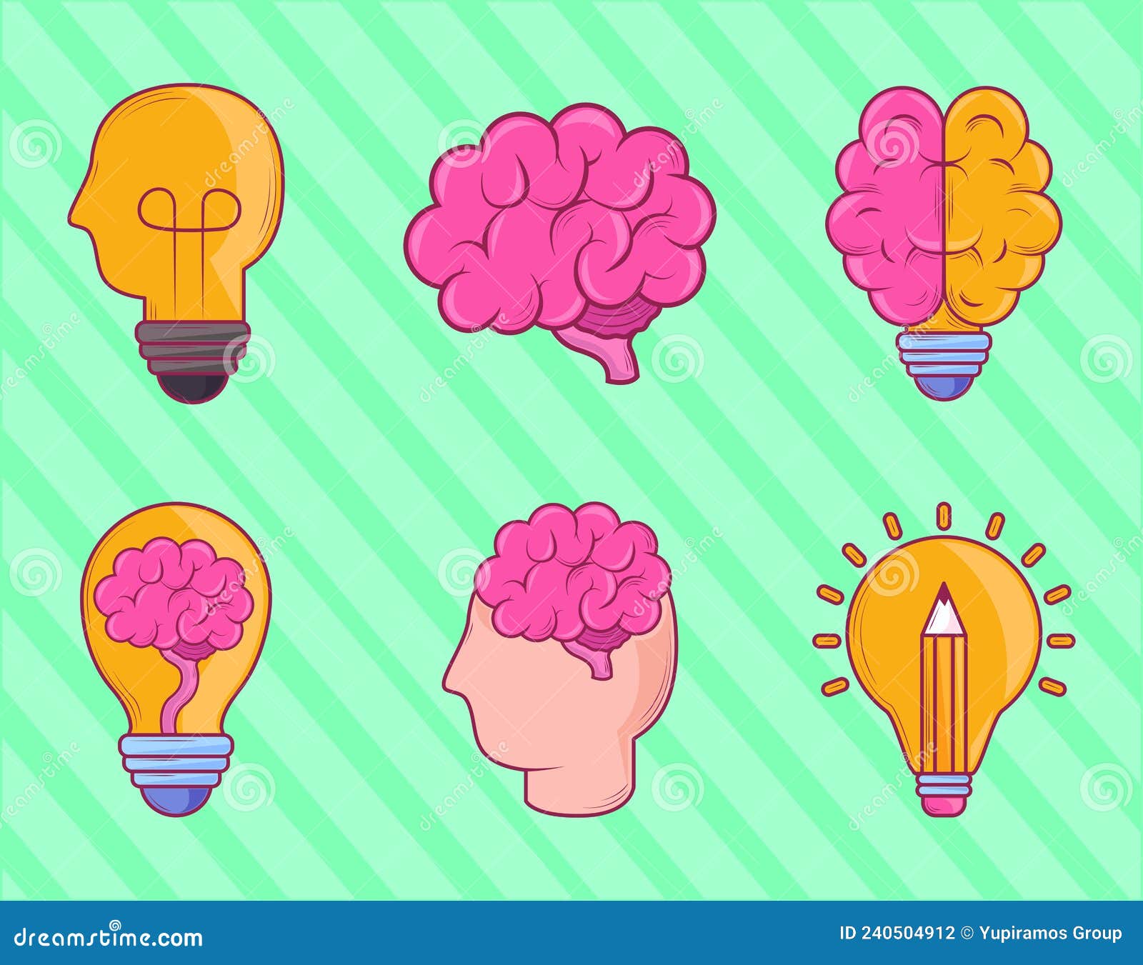 Brain creative part, set stock vector. Illustration of design - 240504912