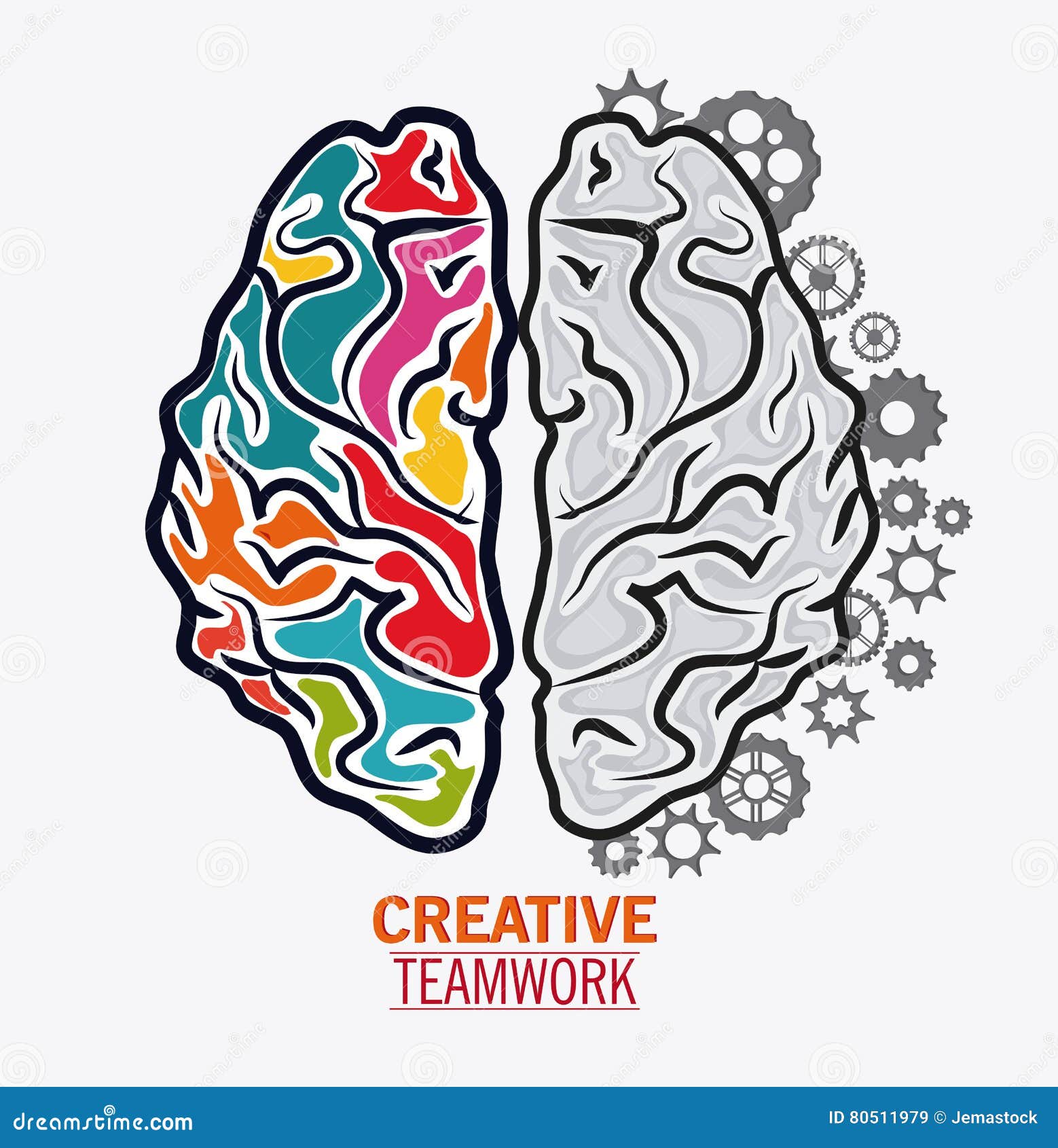 Brain of Creative Teamwork Concept Stock Vector - Illustration of ...