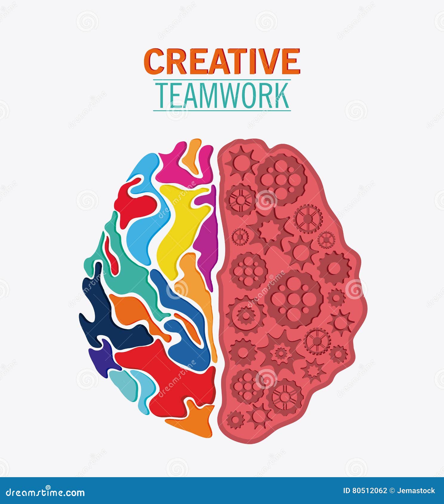 Brain of Creative Teamwork Concept Stock Vector - Illustration of ...