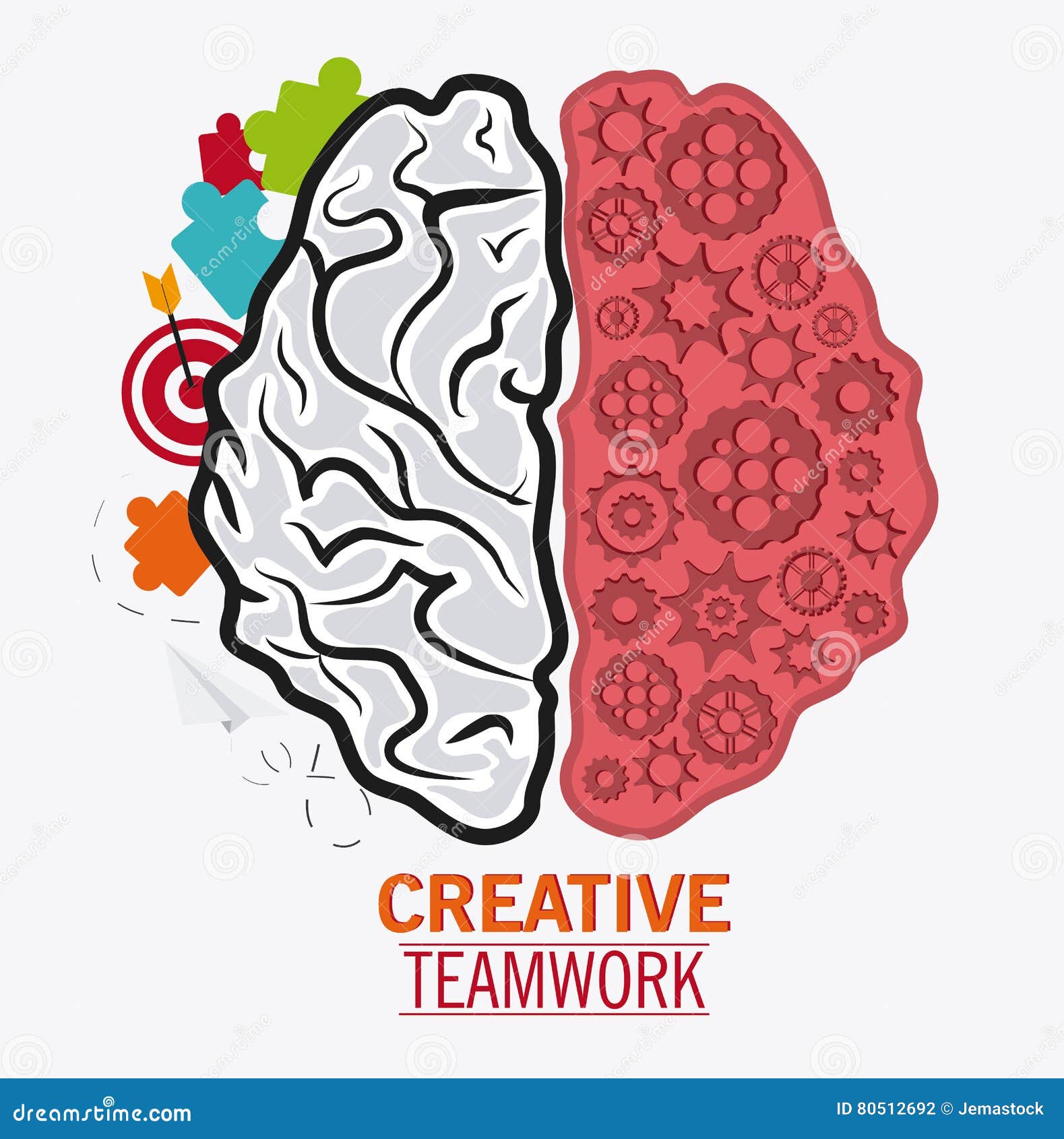 Brain of Creative Teamwork Concept Stock Vector - Illustration of ...