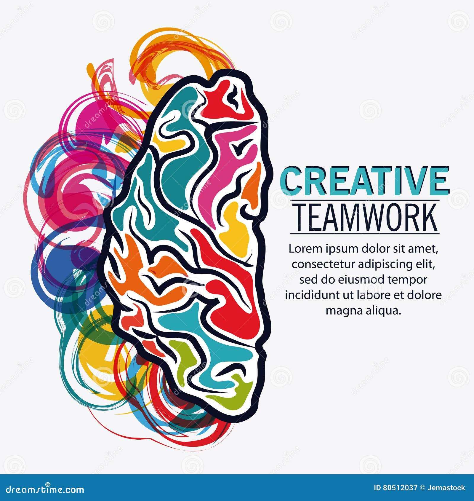 Brain of Creative Teamwork Concept Stock Vector - Illustration of ...