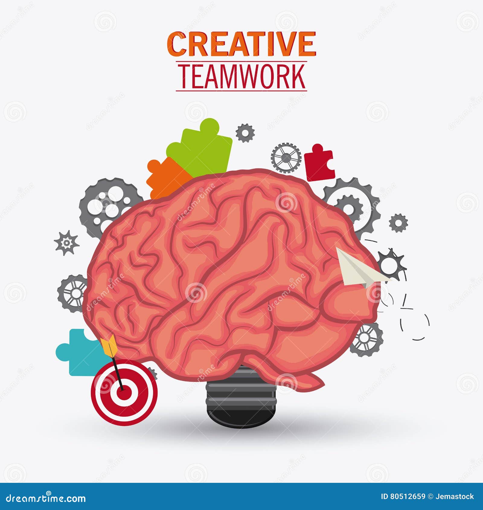 Brain of Creative Teamwork Concept Stock Vector - Illustration of ...