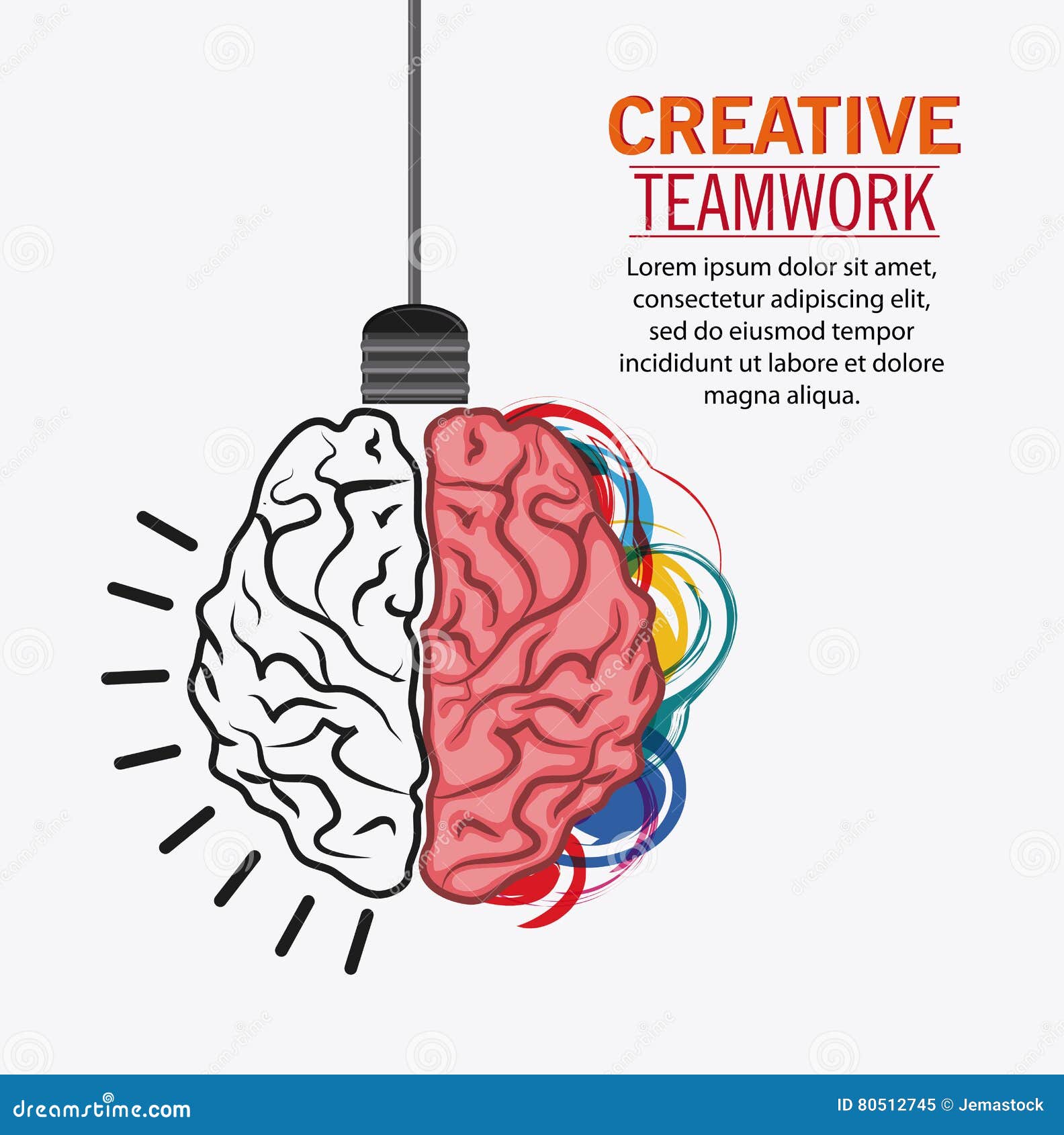 Brain of Creative Teamwork Concept Stock Vector - Illustration of ...