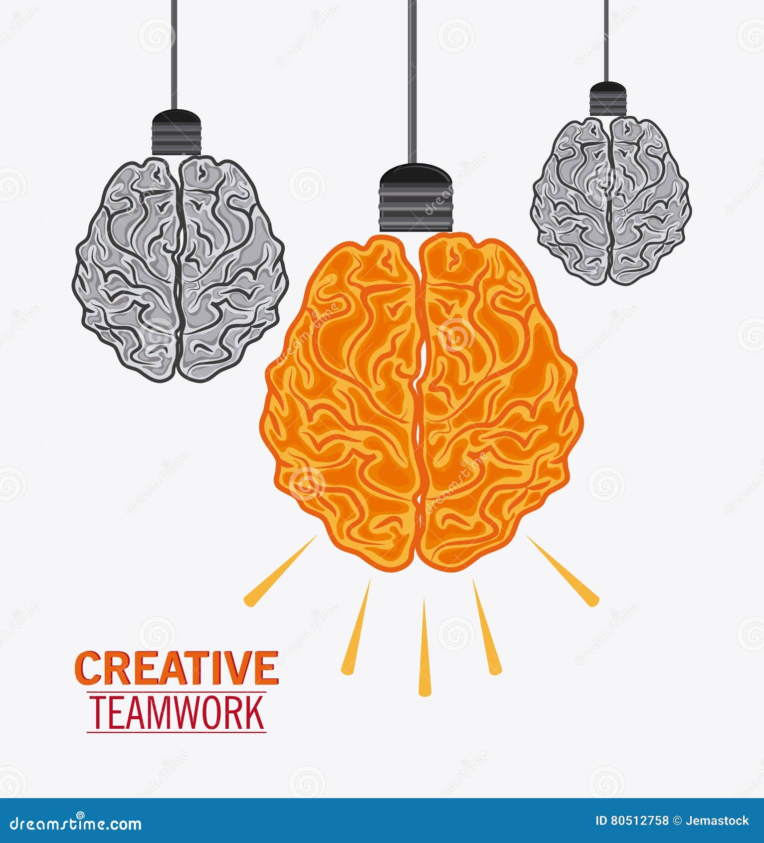 Brain of Creative Teamwork Concept Stock Vector - Illustration of ...