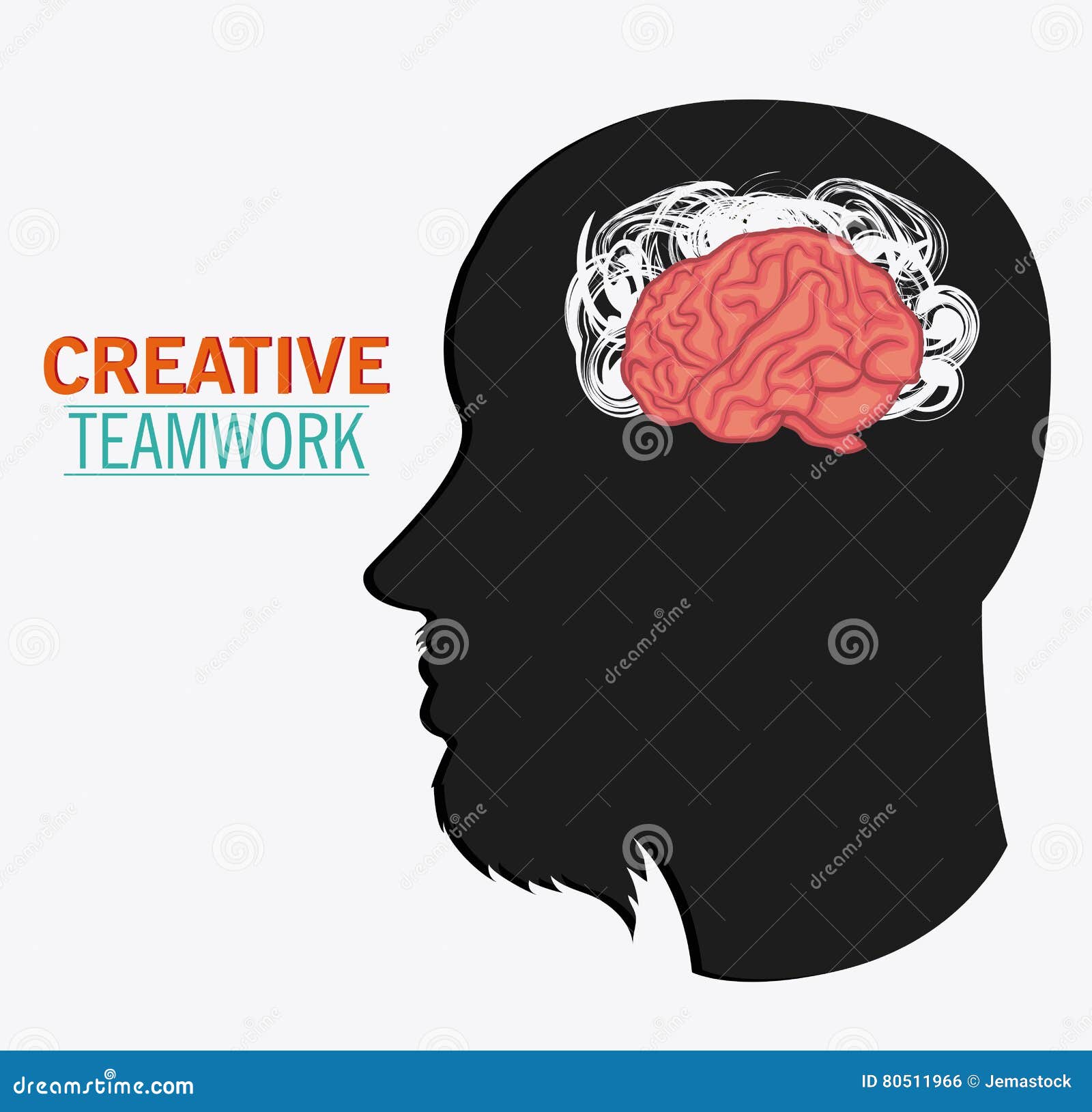 Brain of Creative Teamwork Concept Stock Vector - Illustration of ...