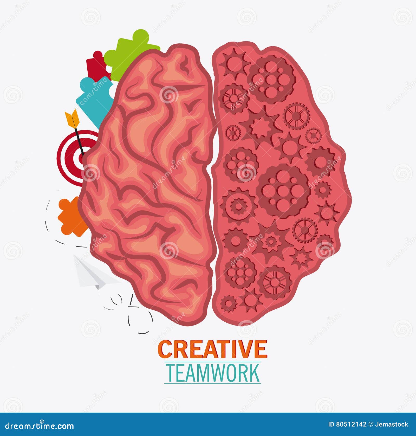 Brain of Creative Teamwork Concept Stock Vector - Illustration of ...