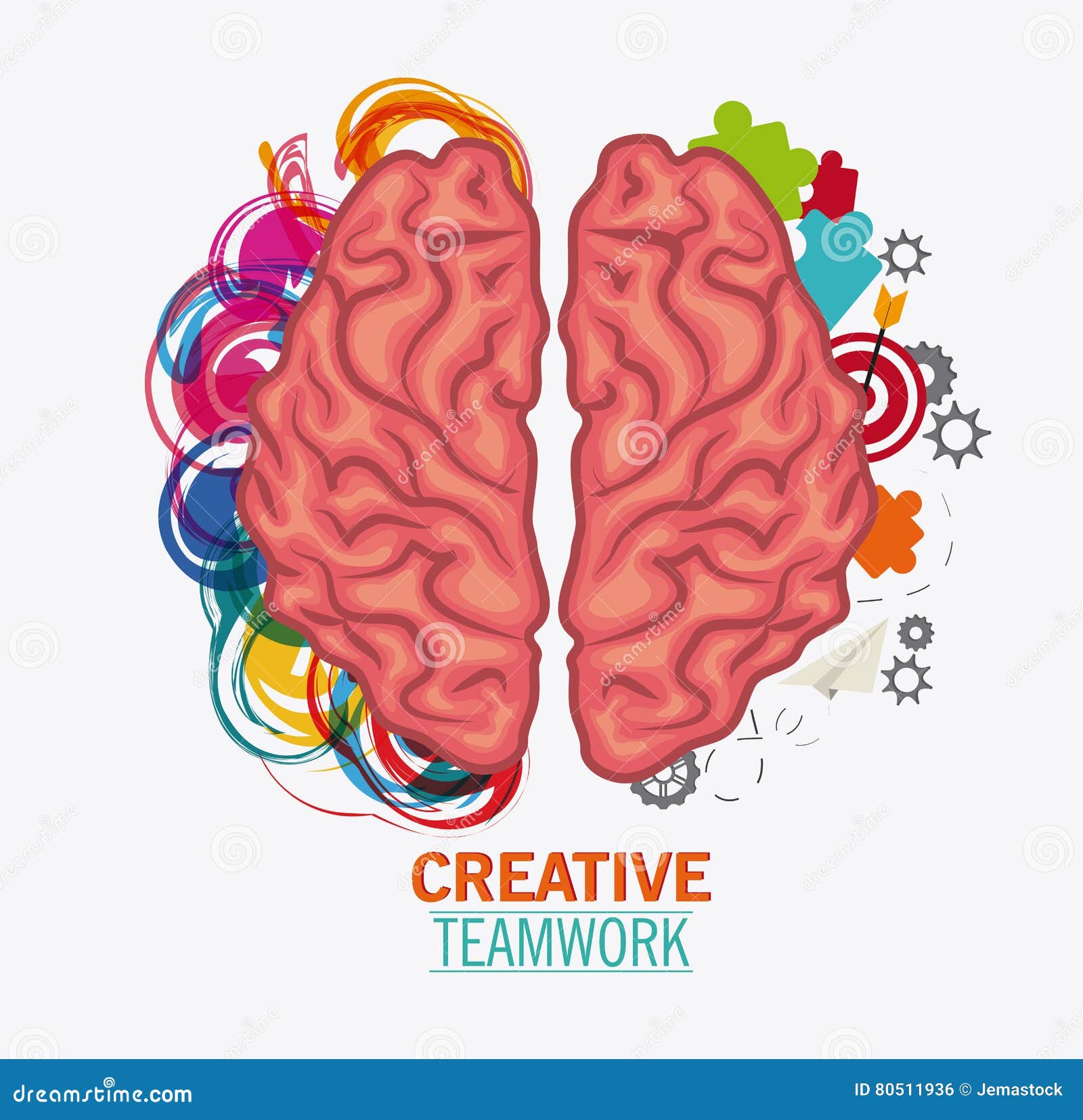 Brain of Creative Teamwork Concept Stock Vector - Illustration of ...