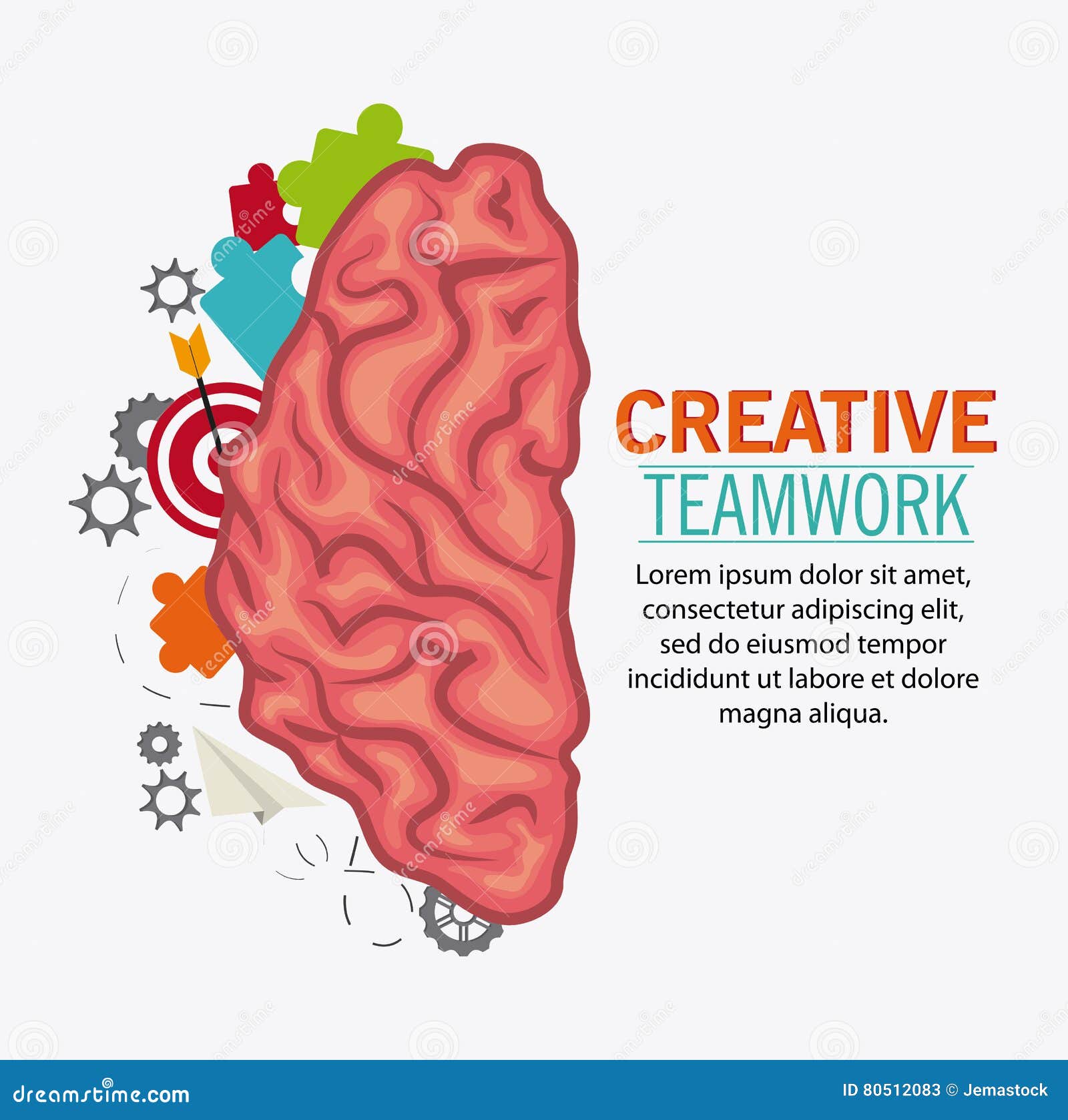 Brain of Creative Teamwork Concept Stock Vector - Illustration of ...