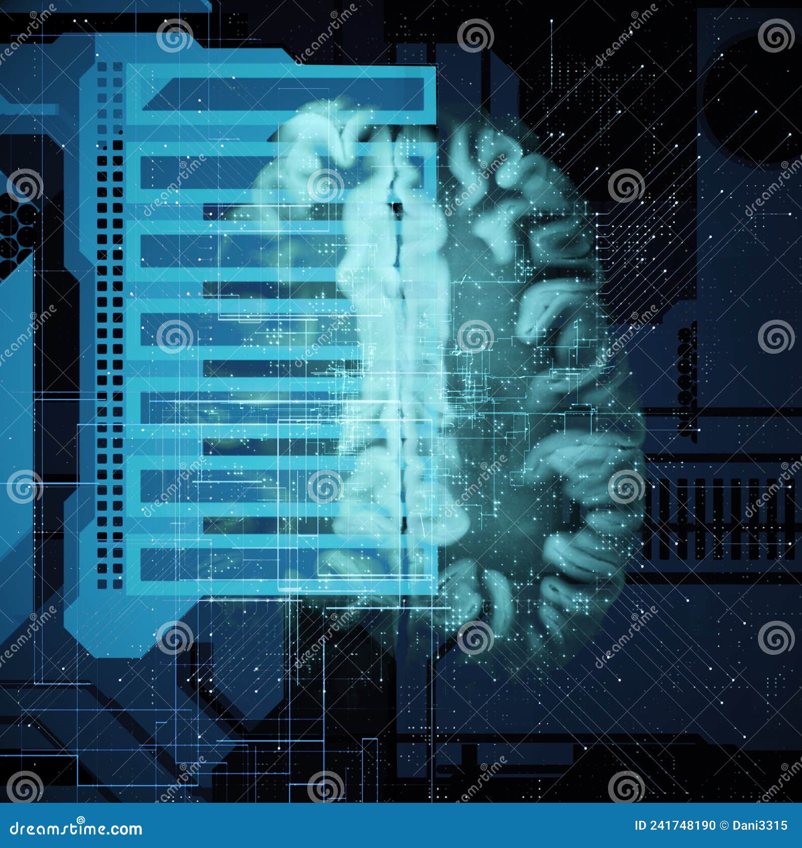 Brain Cross Section on Central Processing Unit, Cyber Neural Networks ...