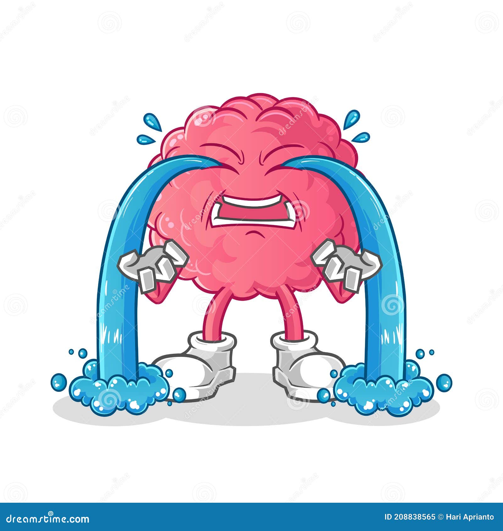 Brain Crying Illustration. Character Vector Stock Vector - Illustration ...