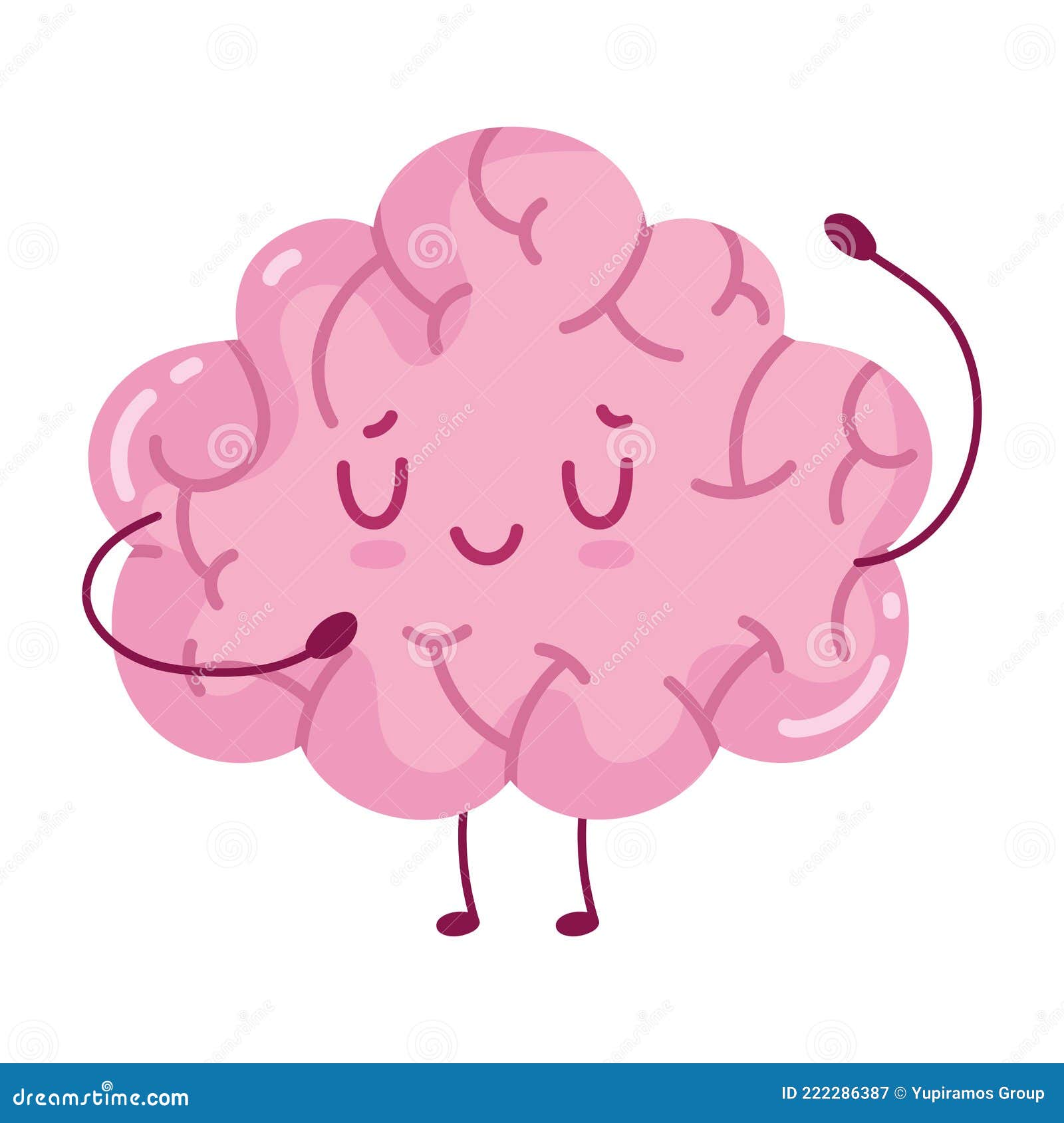 Brain cute cartoon stock vector. Illustration of character - 222286387
