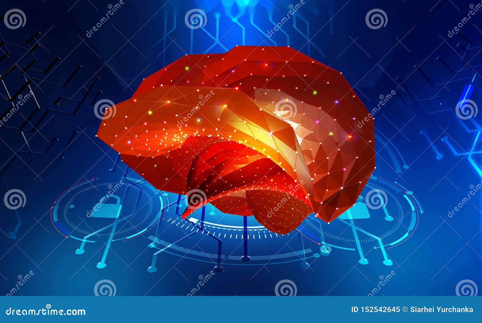 Brain. Cyber Mind and Digital Neural Networks Stock Illustration ...