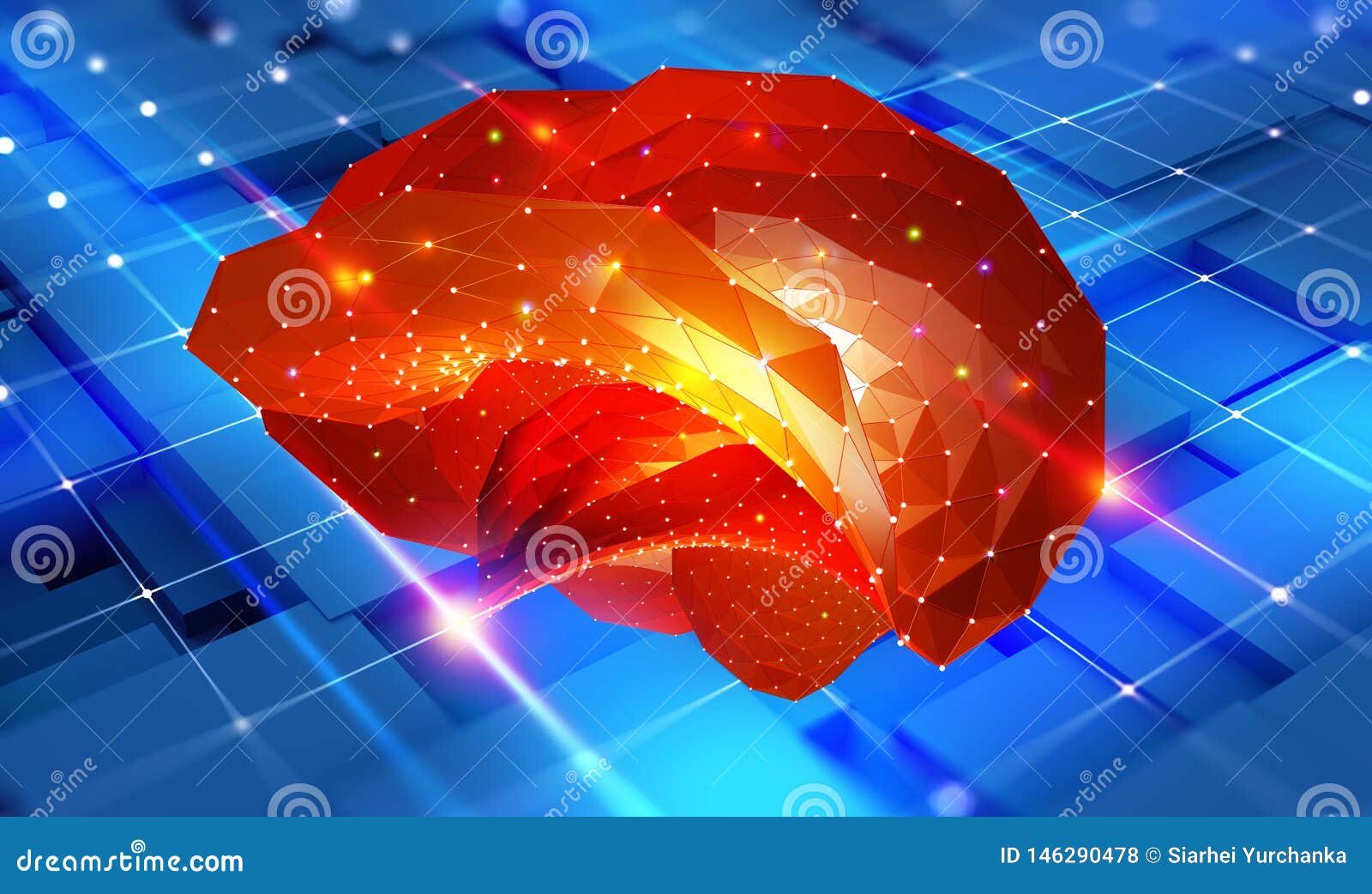 Brain. Cyber Mind and Digital Neural Networks Stock Illustration ...
