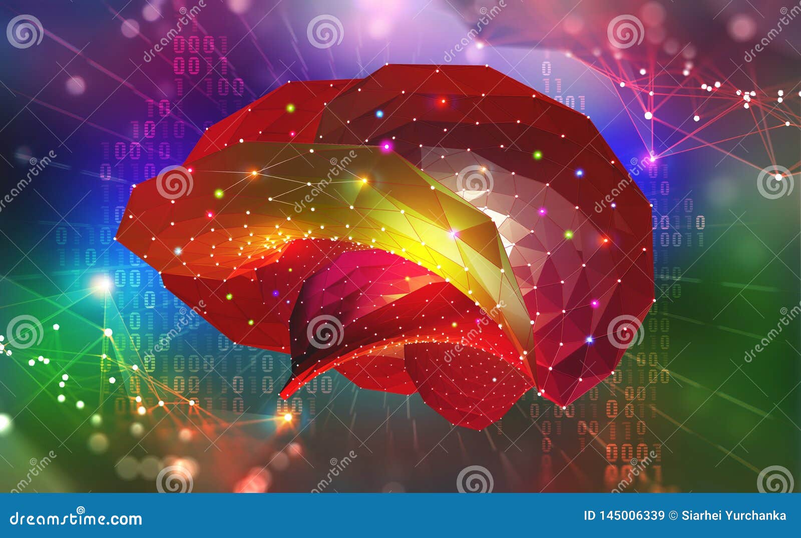 Brain. Cyber Mind and Digital Neural Networks Stock Illustration ...