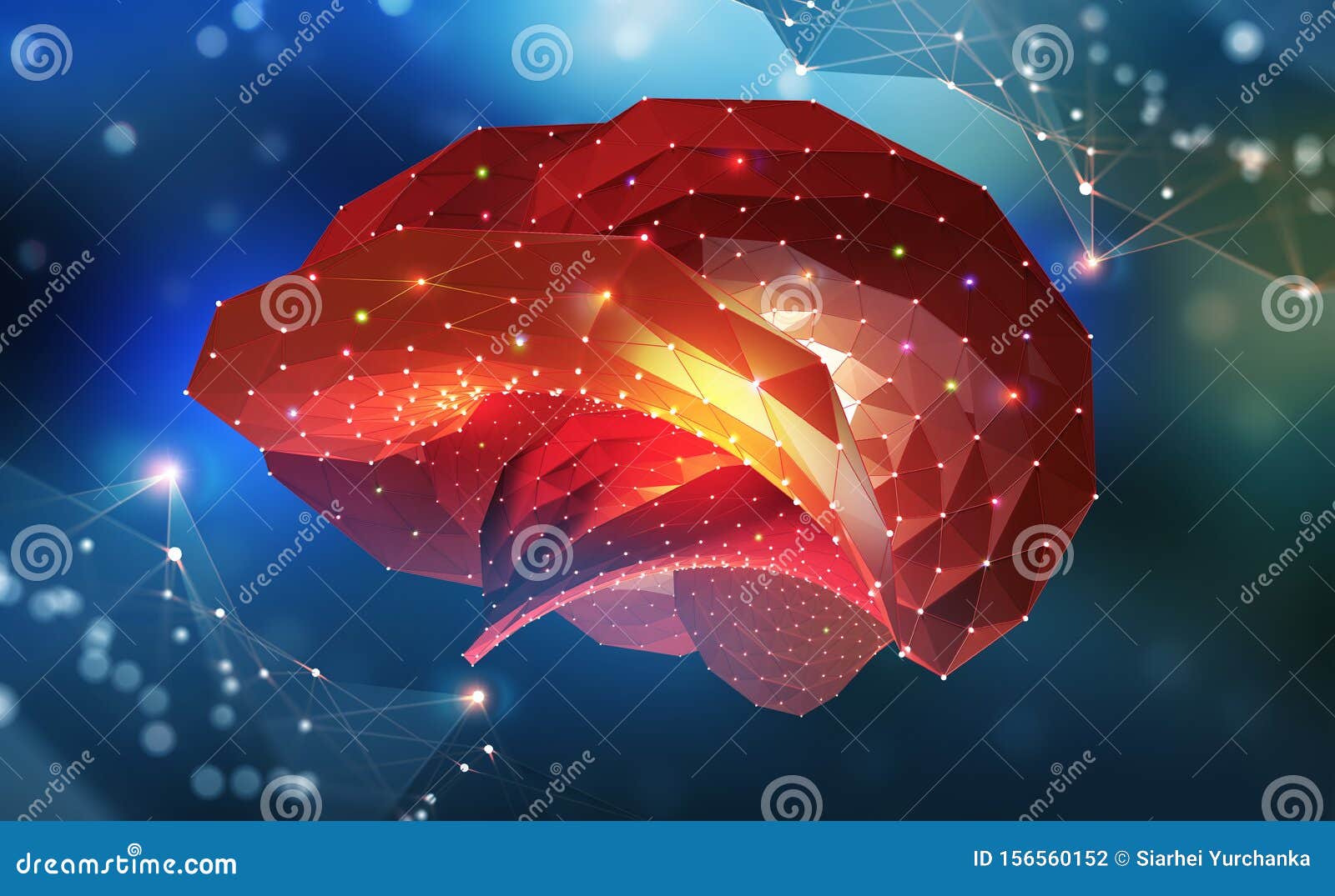 Brain. Cyber Mind and Digital Neural Networks Stock Illustration ...