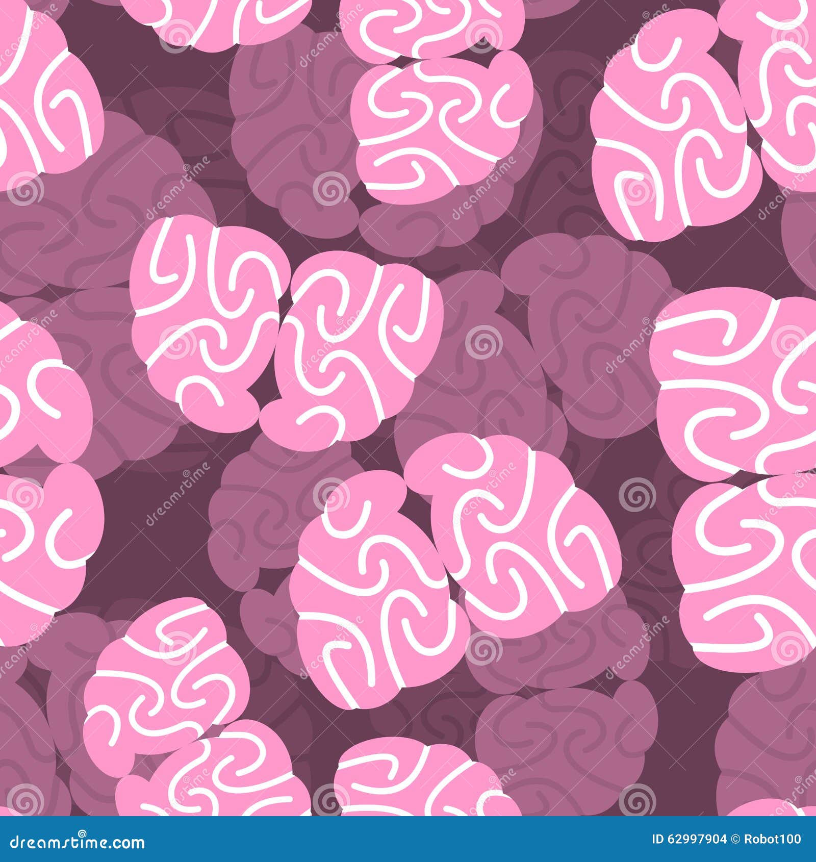 Brain 3d Background. Human Brain Seamless Pattern Stock Vector ...