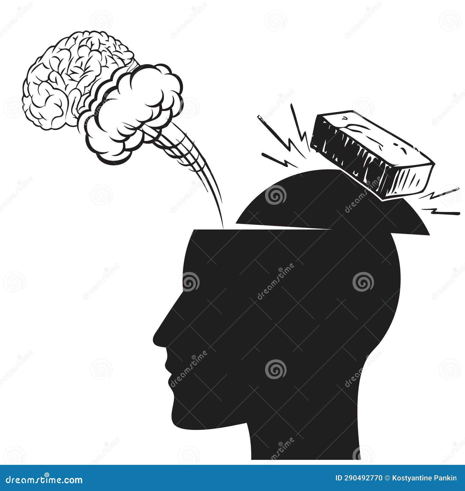 Brain damage stock vector. Illustration of damage, cerebrum - 290492770
