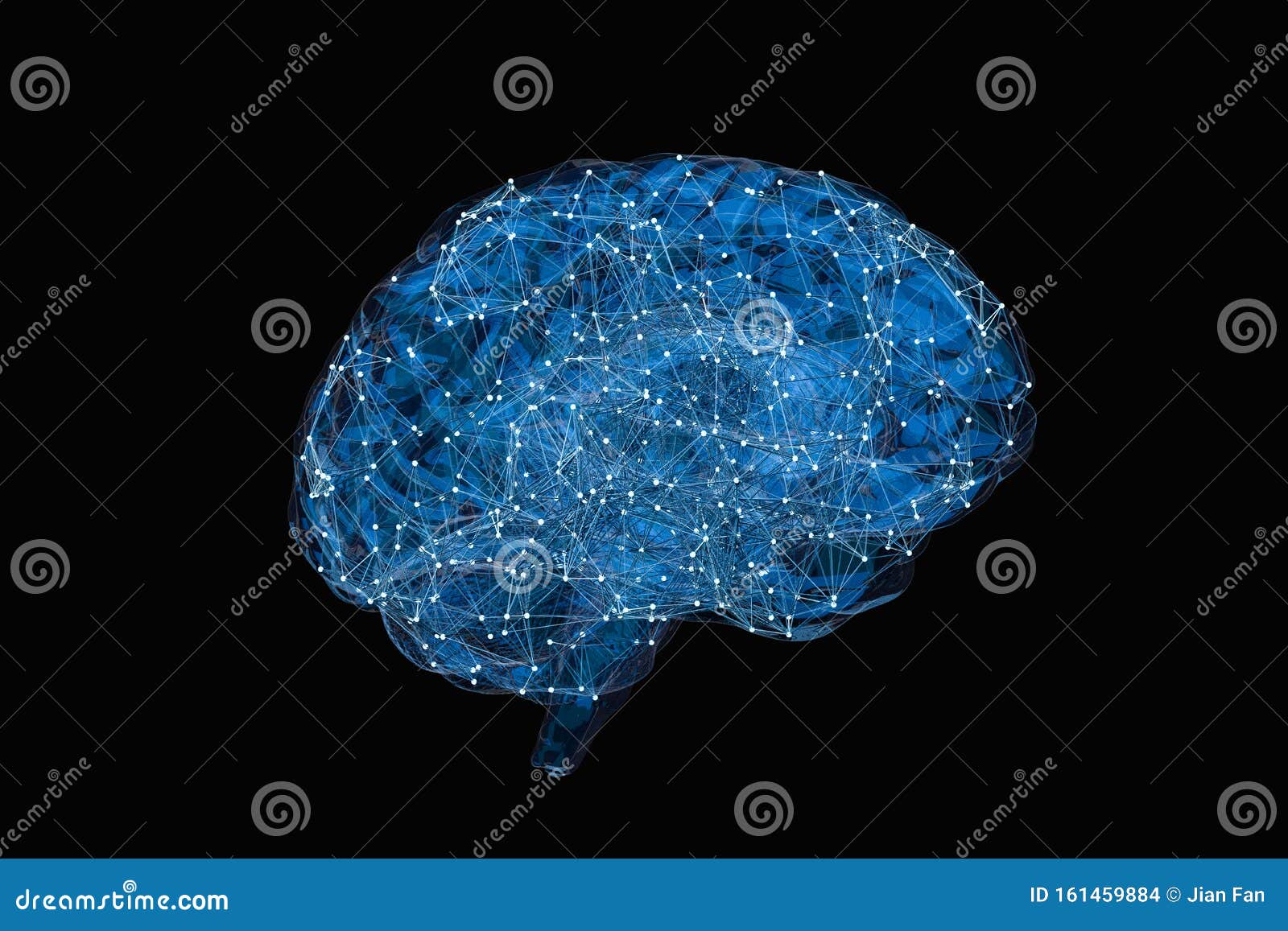 Brain and Dark Background, 3d Rendering Stock Illustration ...
