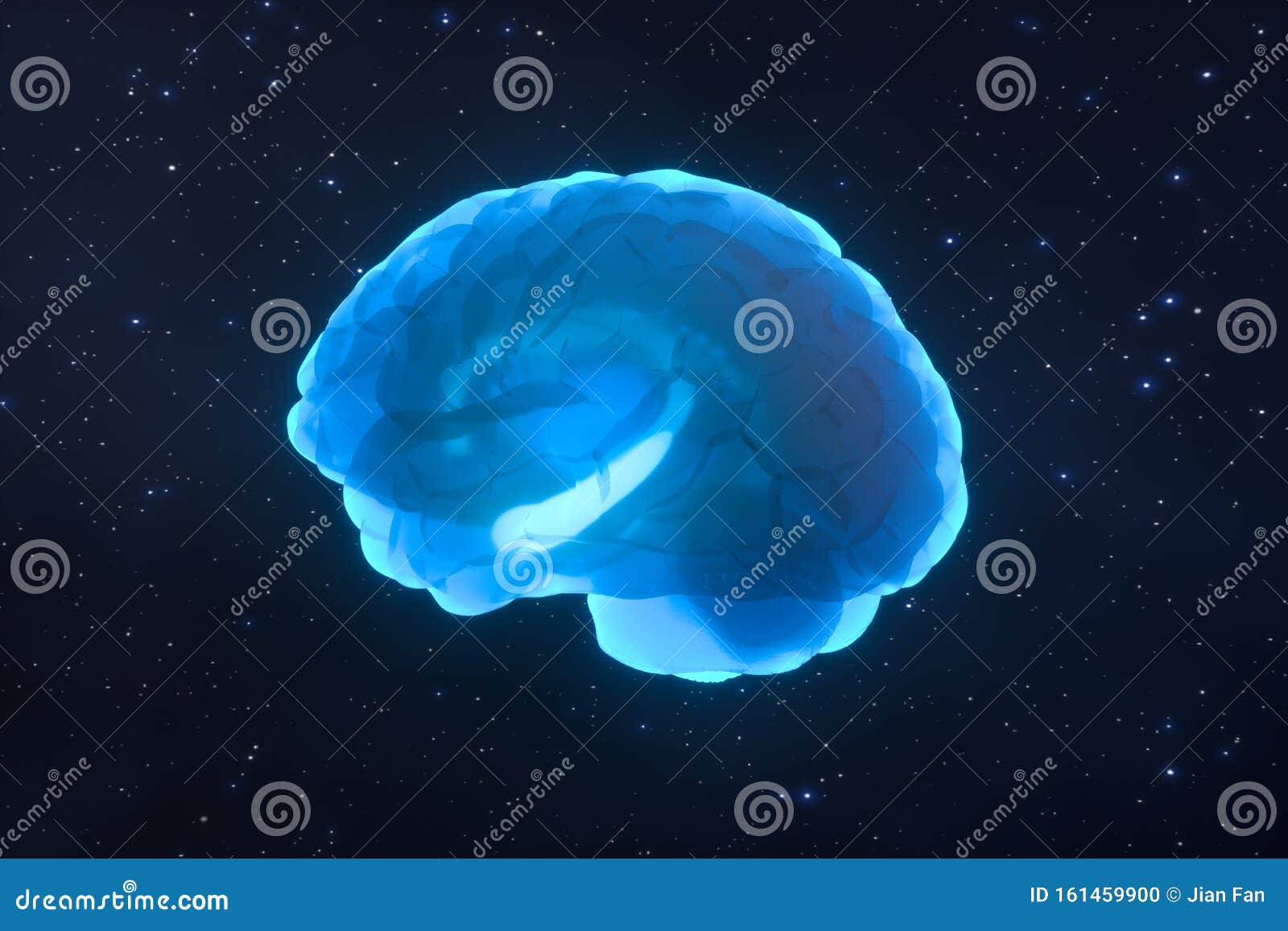 Brain and Dark Background, 3d Rendering Stock Illustration ...