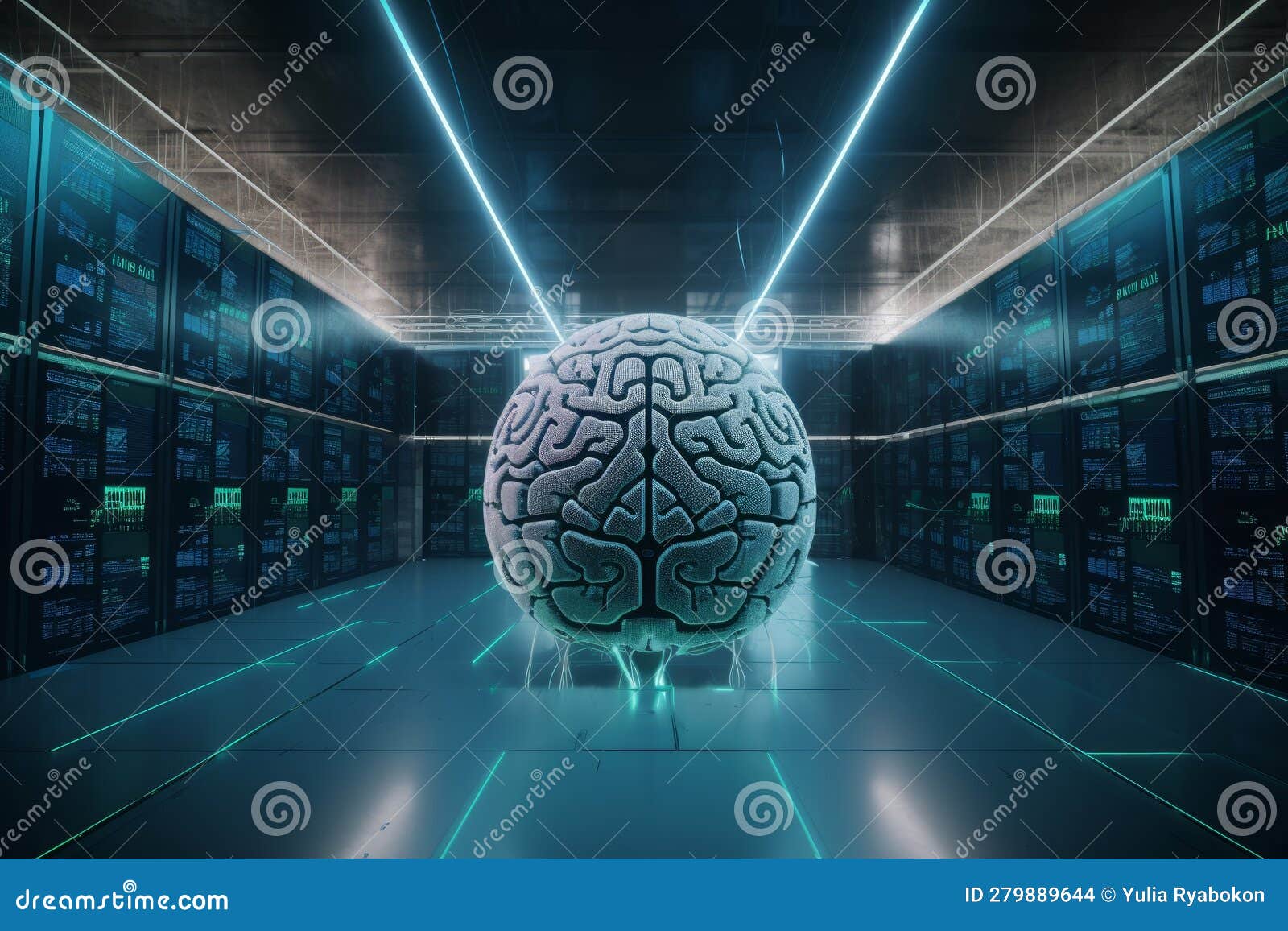 Brain Data Center. Generate Ai Stock Illustration - Illustration of ...